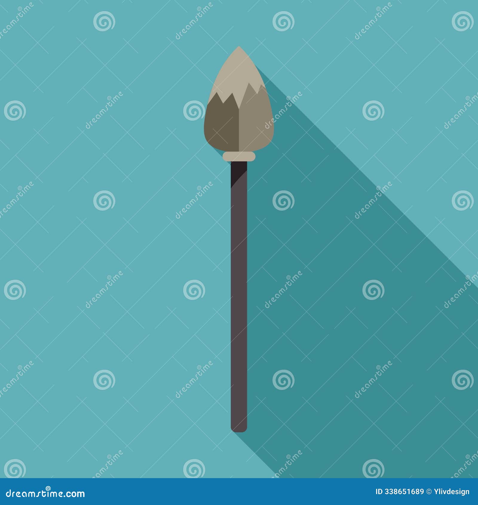 Stone Age Spear Primitive Weapon Pointing Upwards with Long Shadow ...