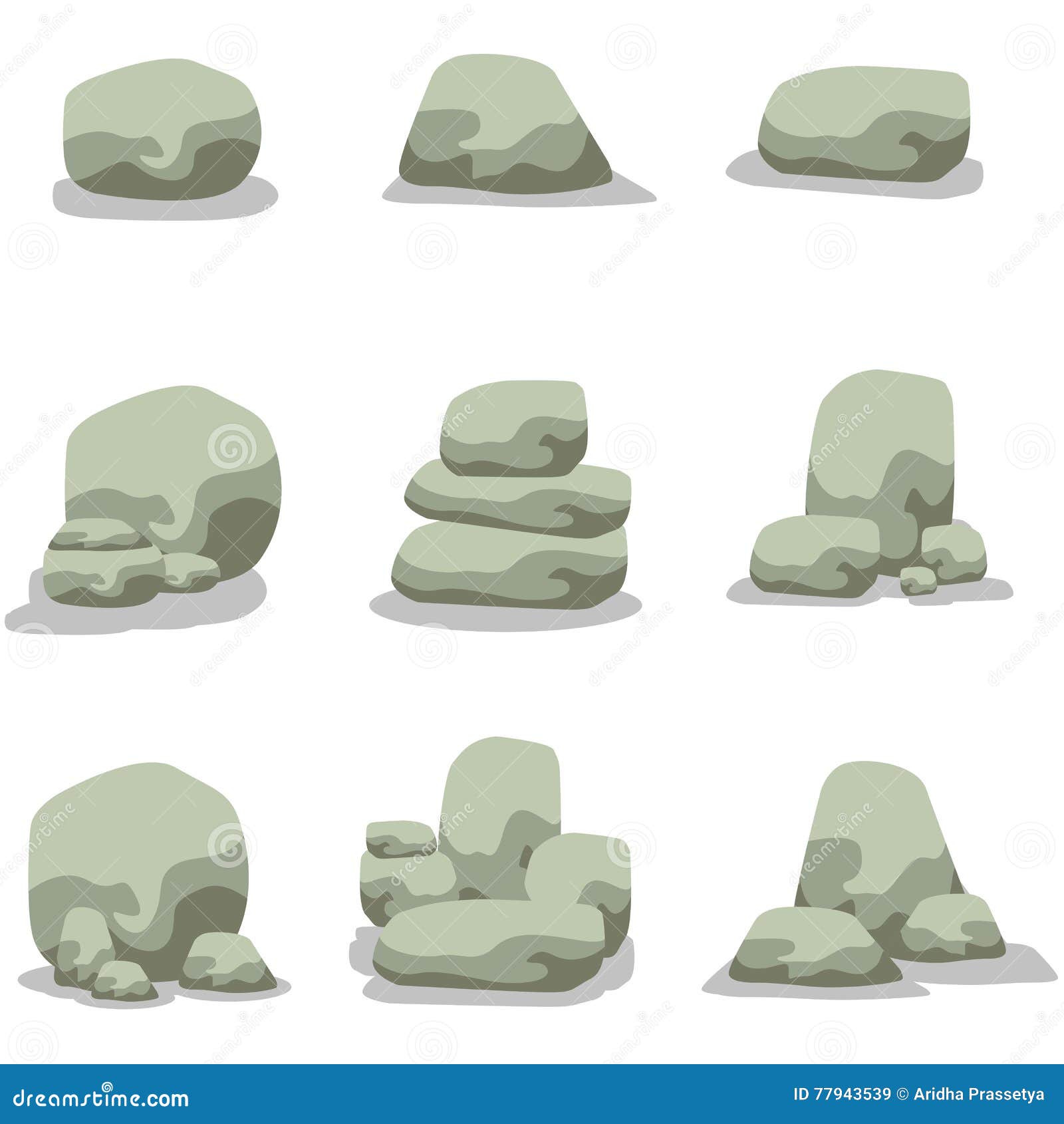 Vector Illustration of Stone Rock Set Stock Vector - Illustration of ...