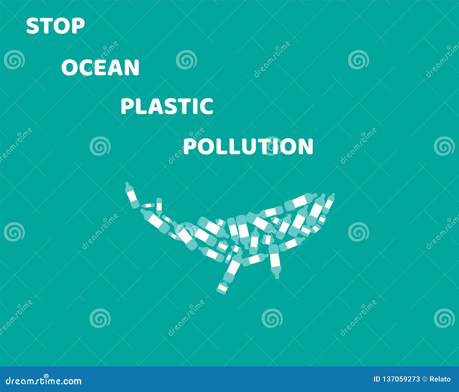 Stop Ocean Plastic Pollution. Ecological Poster With Text. Sunset ...
