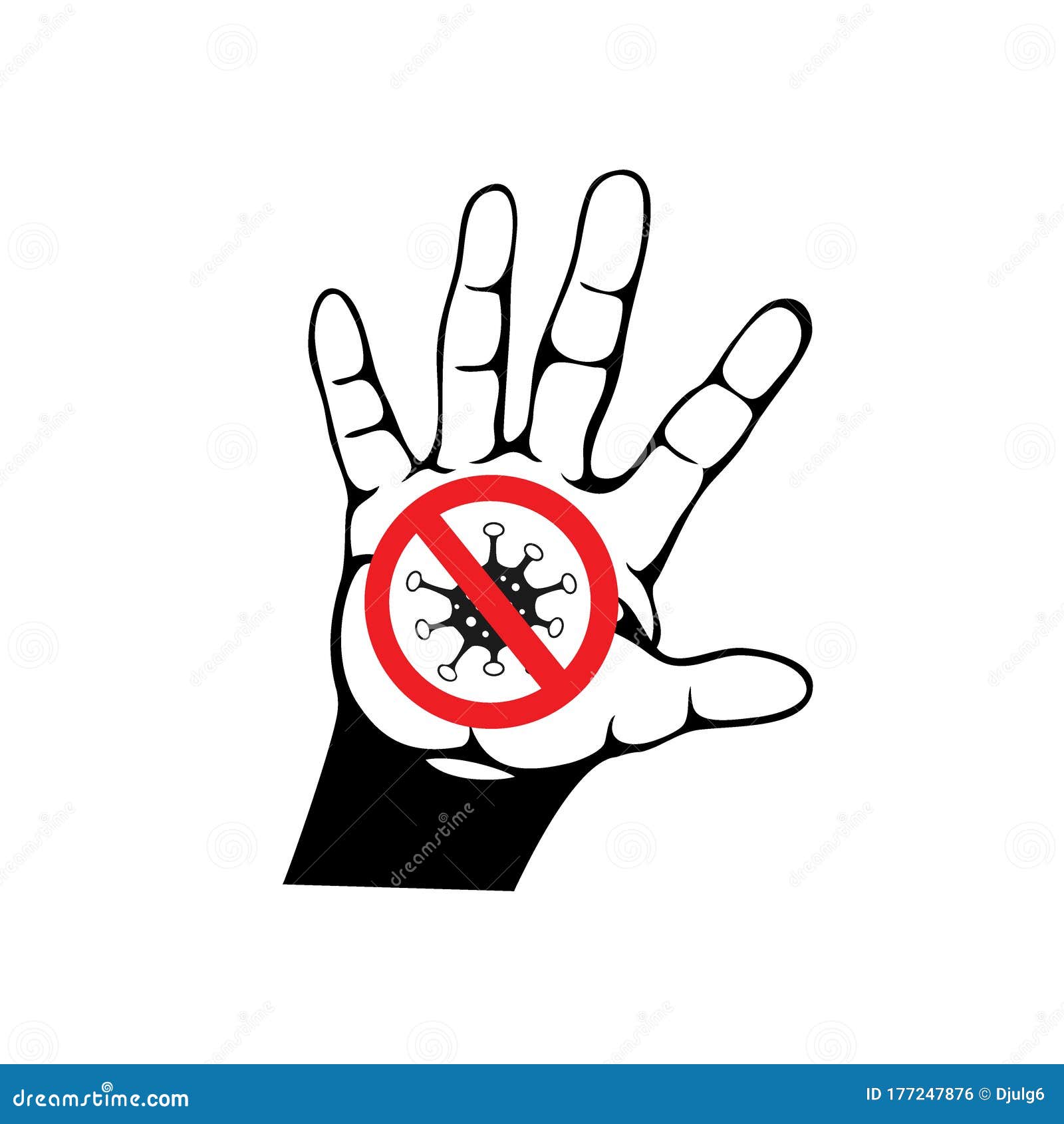 Vector Illustration of the Stop Virus Concept. the Palm of a Person ...