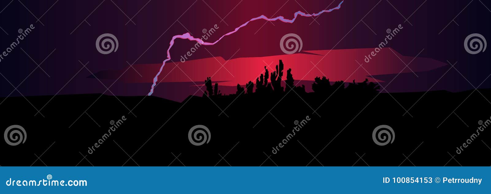 Storm at Sunset with Lightning Stock Vector - Illustration of climate ...