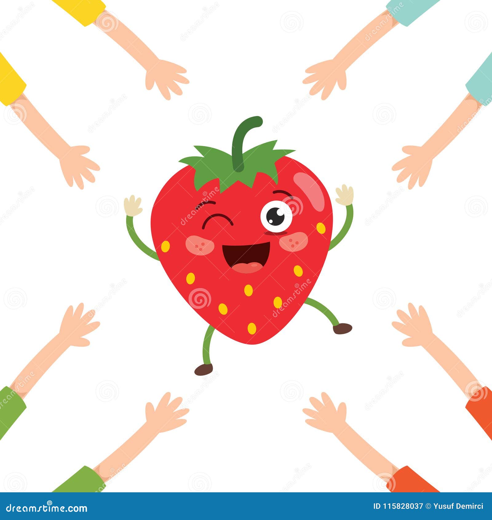 Vector Illustration of Strawberry Character Stock Vector - Illustration ...