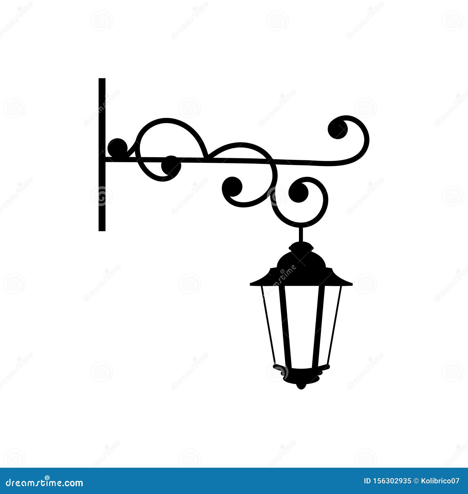 Vector street lantern. stock vector. Illustration of outline - 156302935