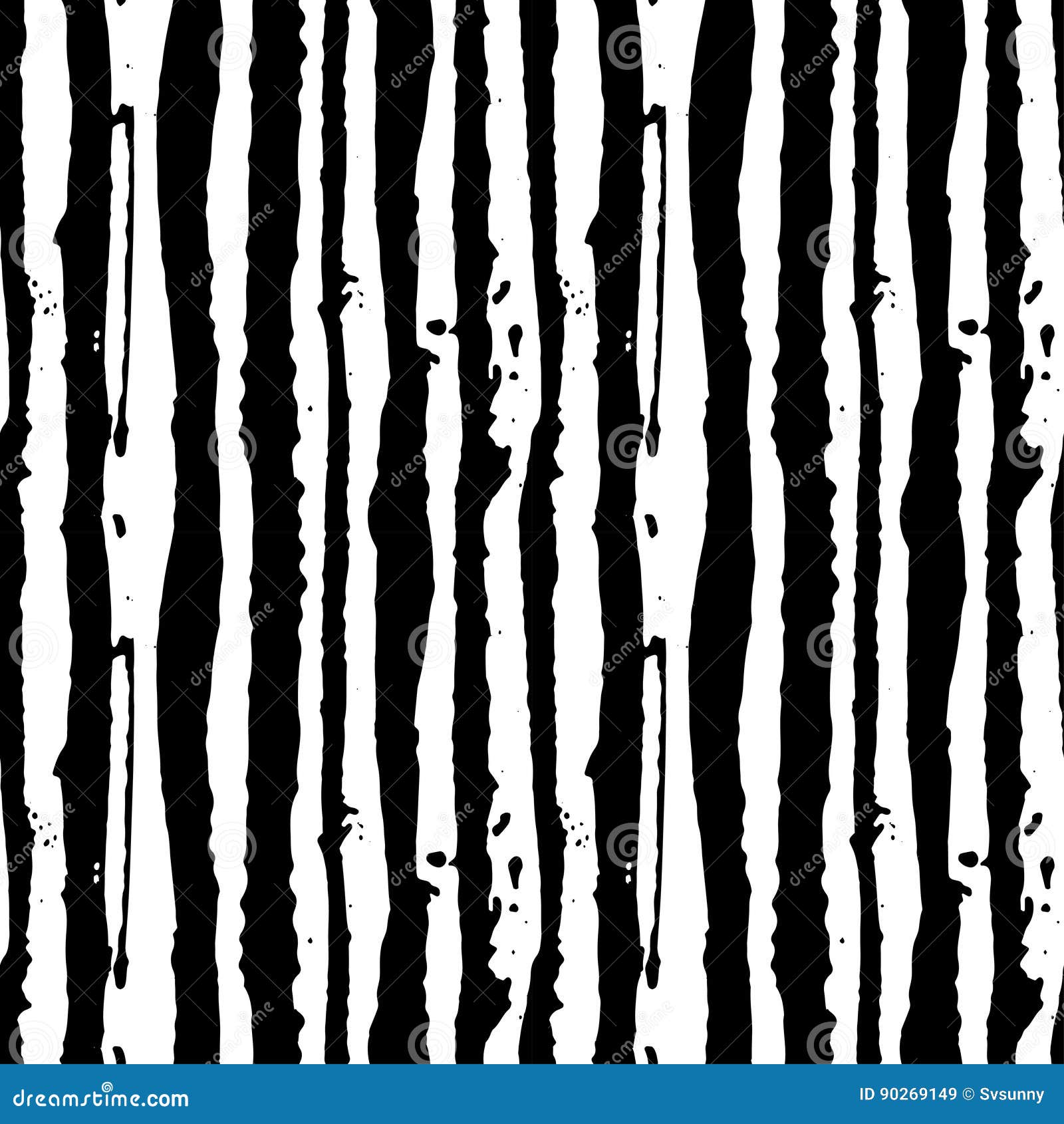 Vector Illustration Striped Seamless Hand Drawn Pattern. Black and ...