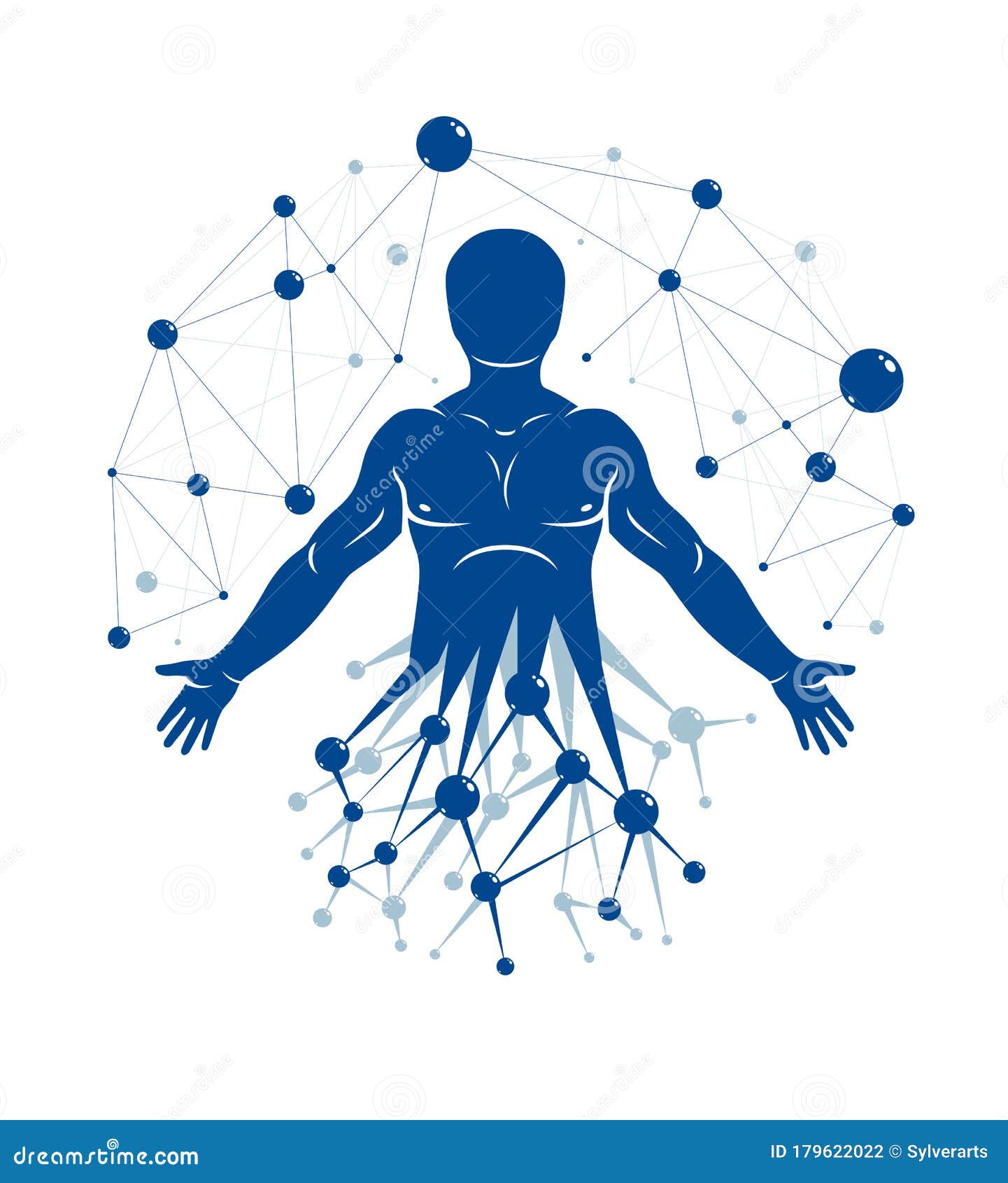 Vector Illustration of Strong Male Made Using Wireframe Mesh and ...