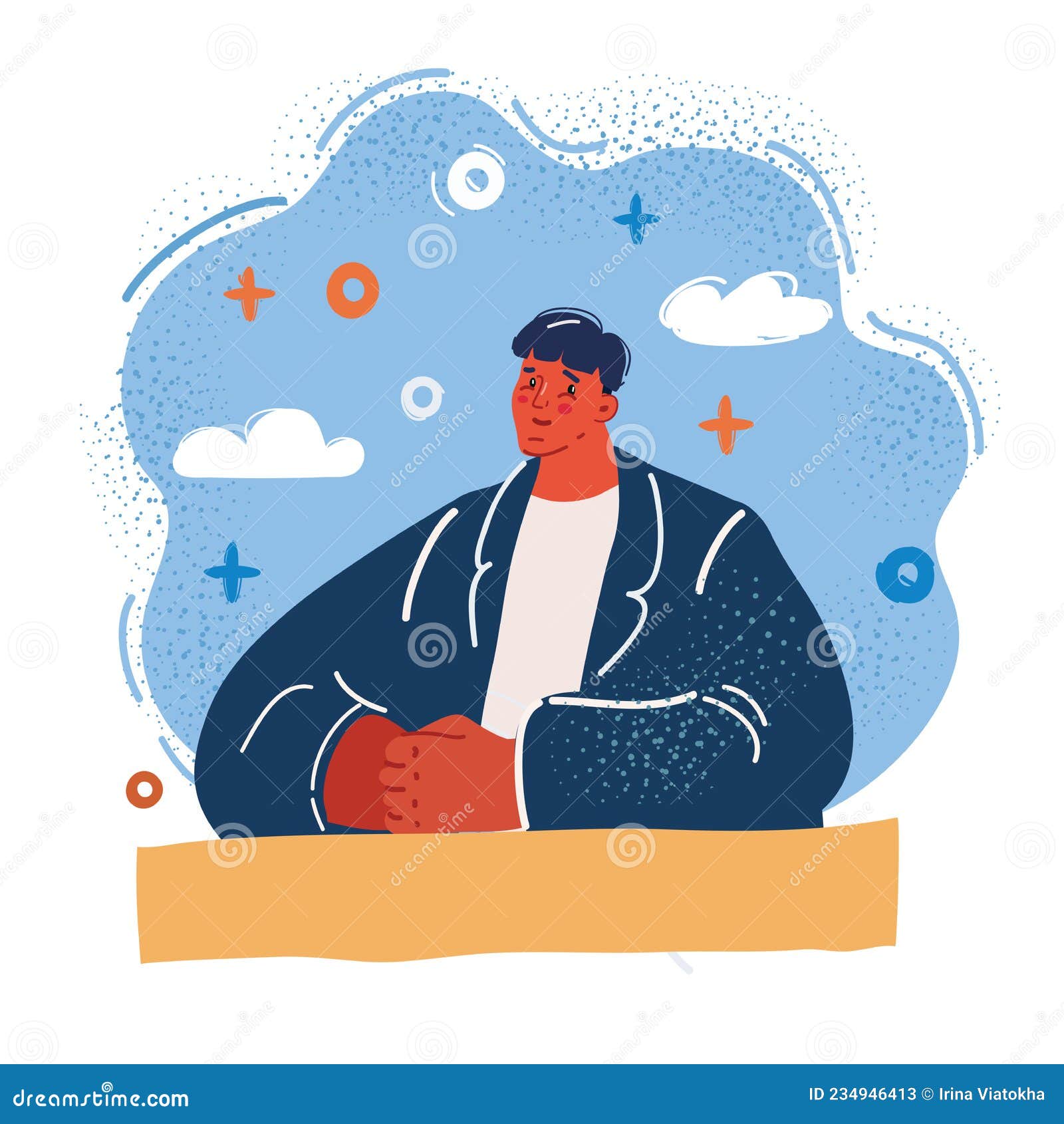 Vector Illustration of Student Desk. Classroom Student Sitting at the ...