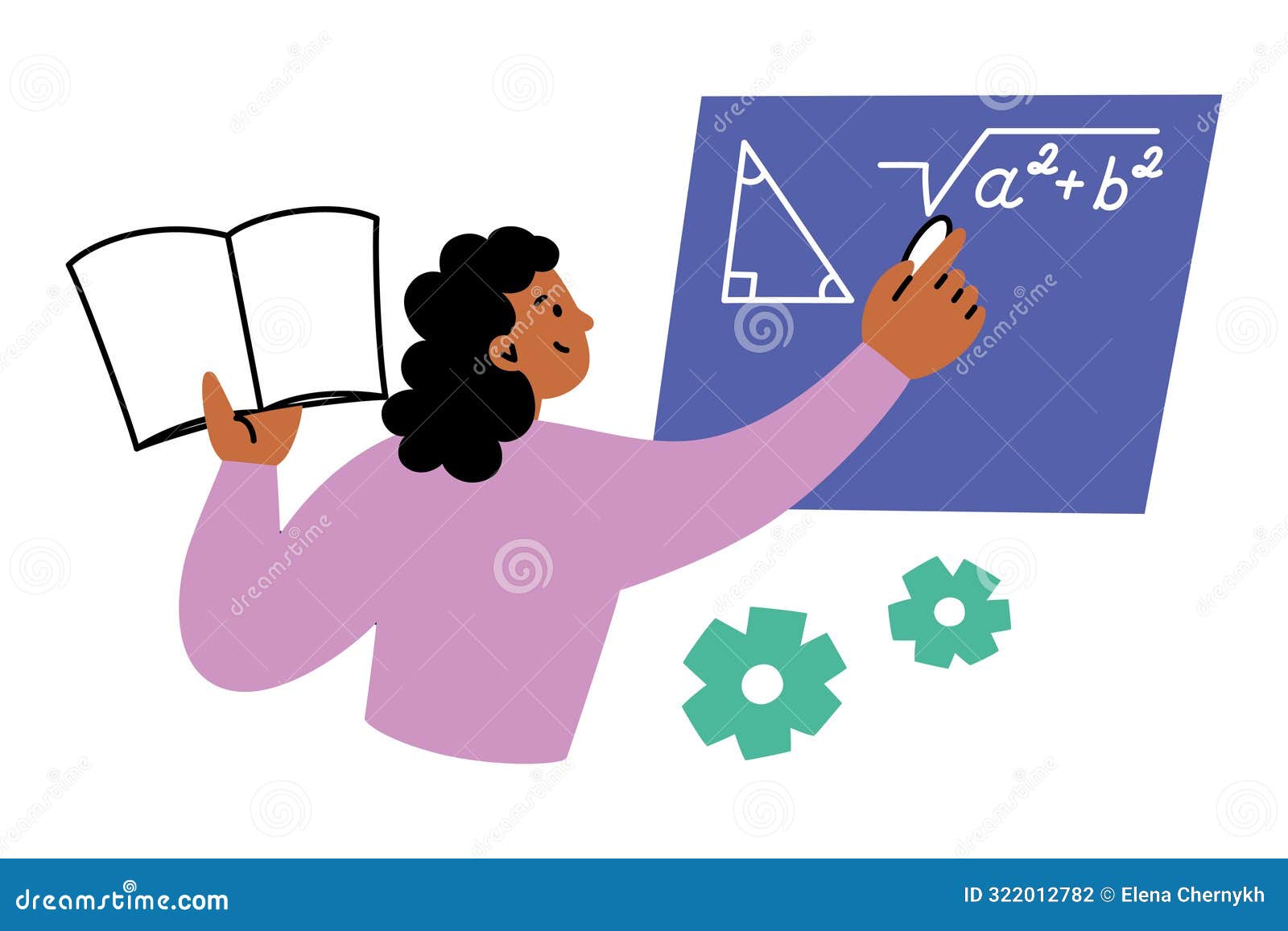 Vector Illustration of a Student or Teacher Writing Geometric Formulas ...