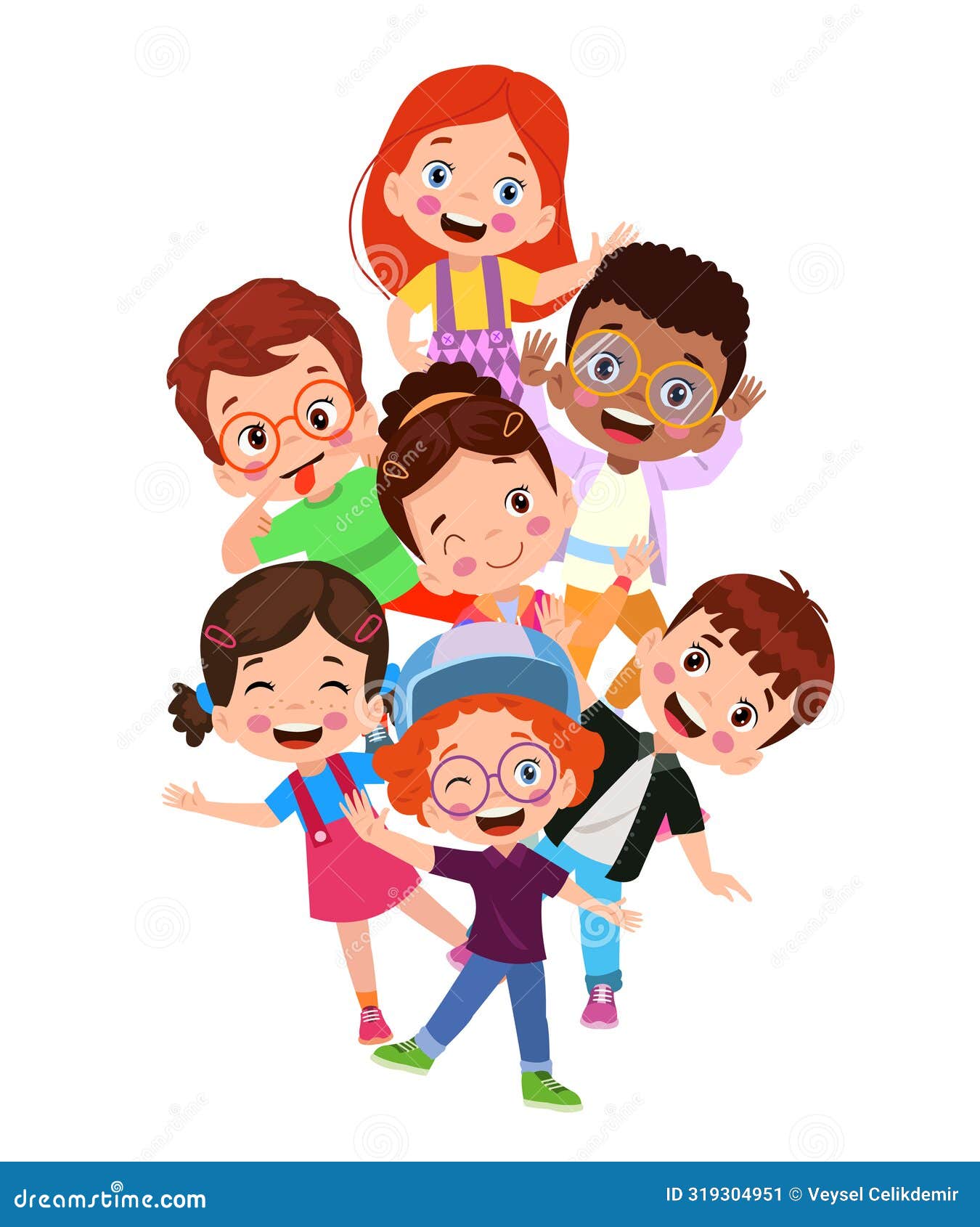 Vector Illustration Of Students In Different Postures Royalty-Free ...