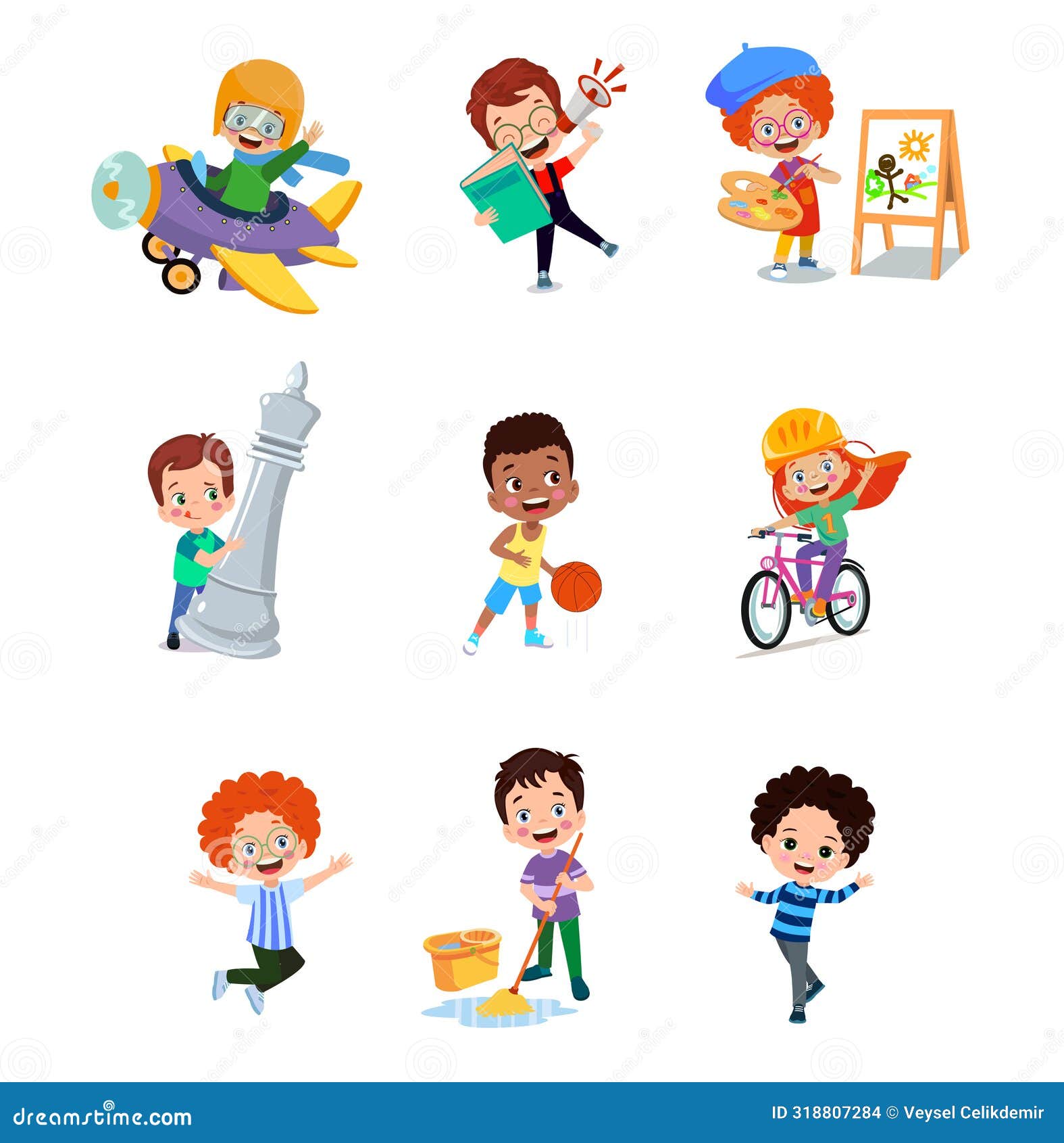 Vector Illustration of Students in Different Postures Stock ...
