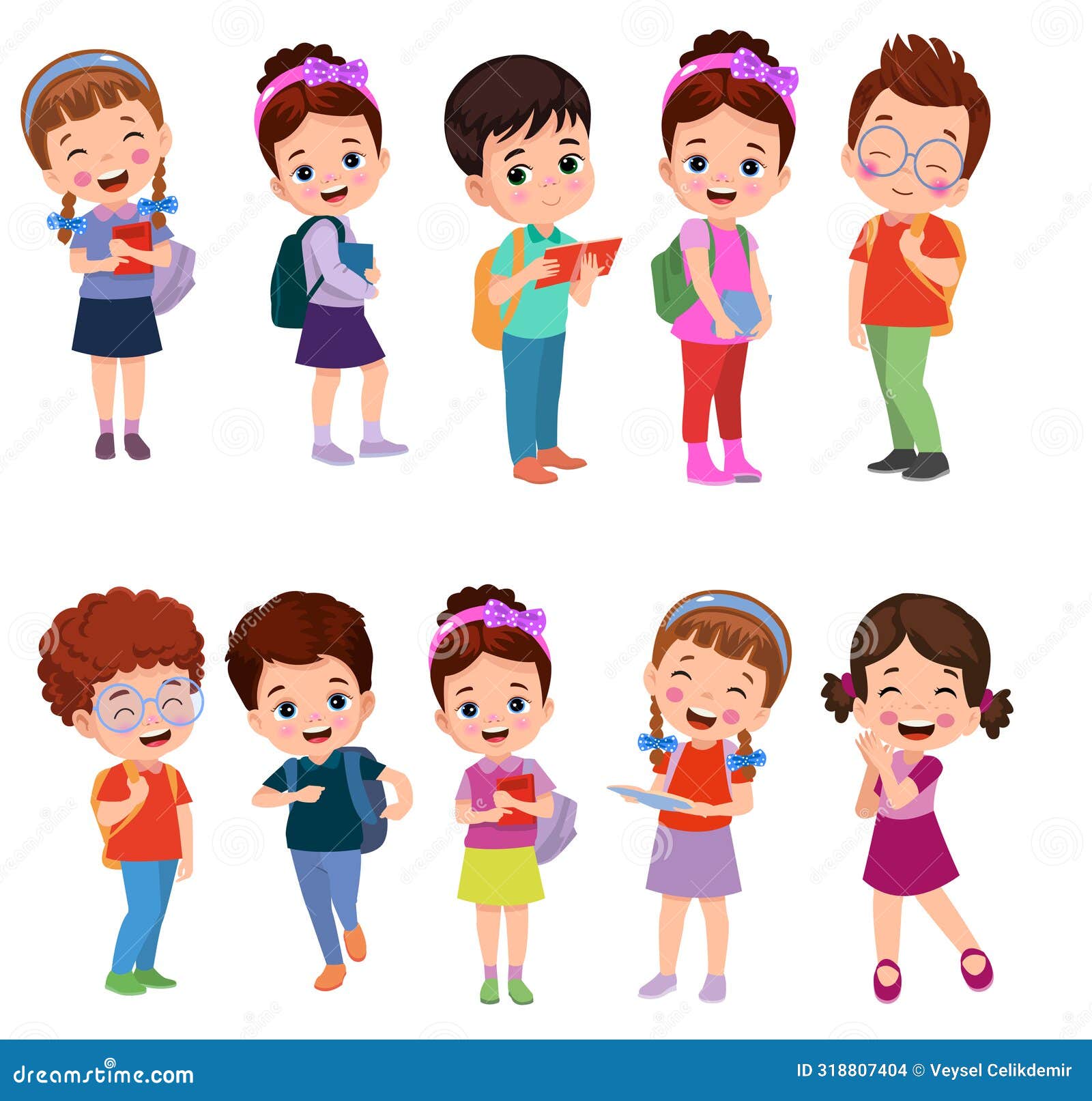 Vector Illustration Of Students In Different Postures Royalty-Free ...