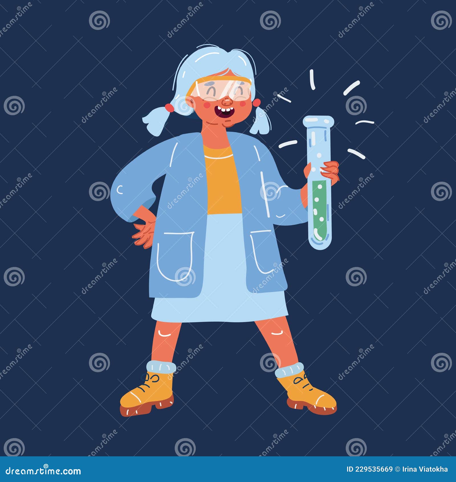 Vector Illustration of Students in a Science Class Working on a Science ...