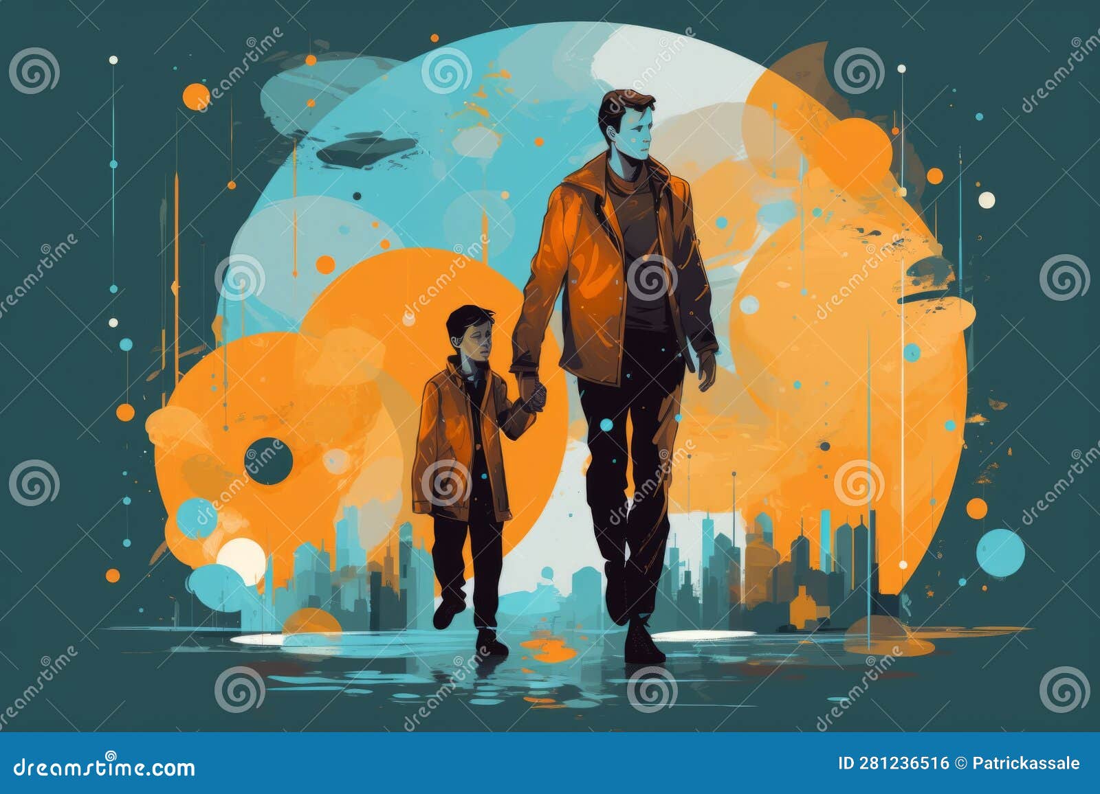 Vector Illustration Style, Father and Son, Generative Ai Stock ...