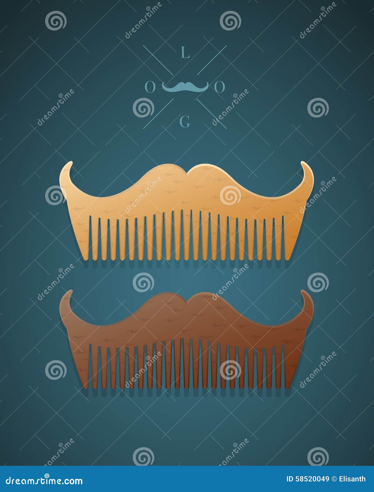 Vector Illustration of Stylish Comb in Shape of Mustaches Stock Vector ...