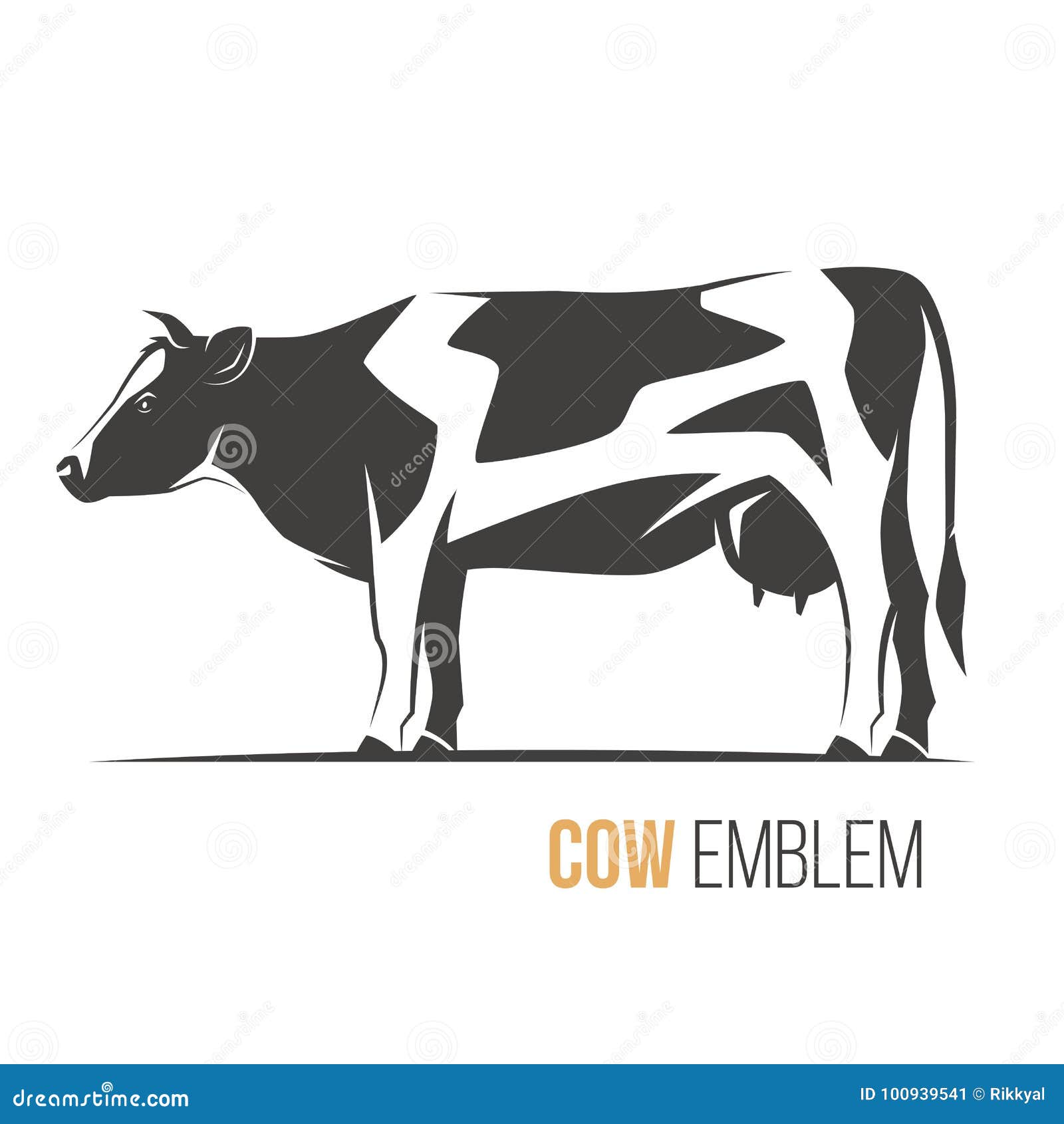 Vector Illustration of a Stylish Spotted Holstein Cow. Stock Vector ...