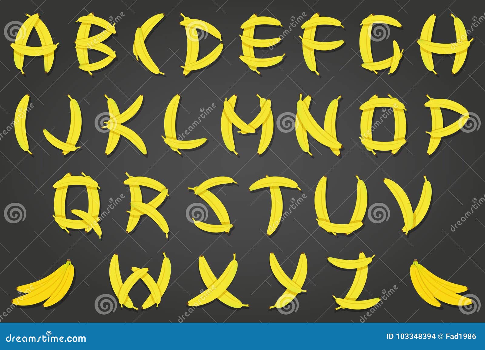 Banana Font stock vector. Illustration of diet, nature - 103348394