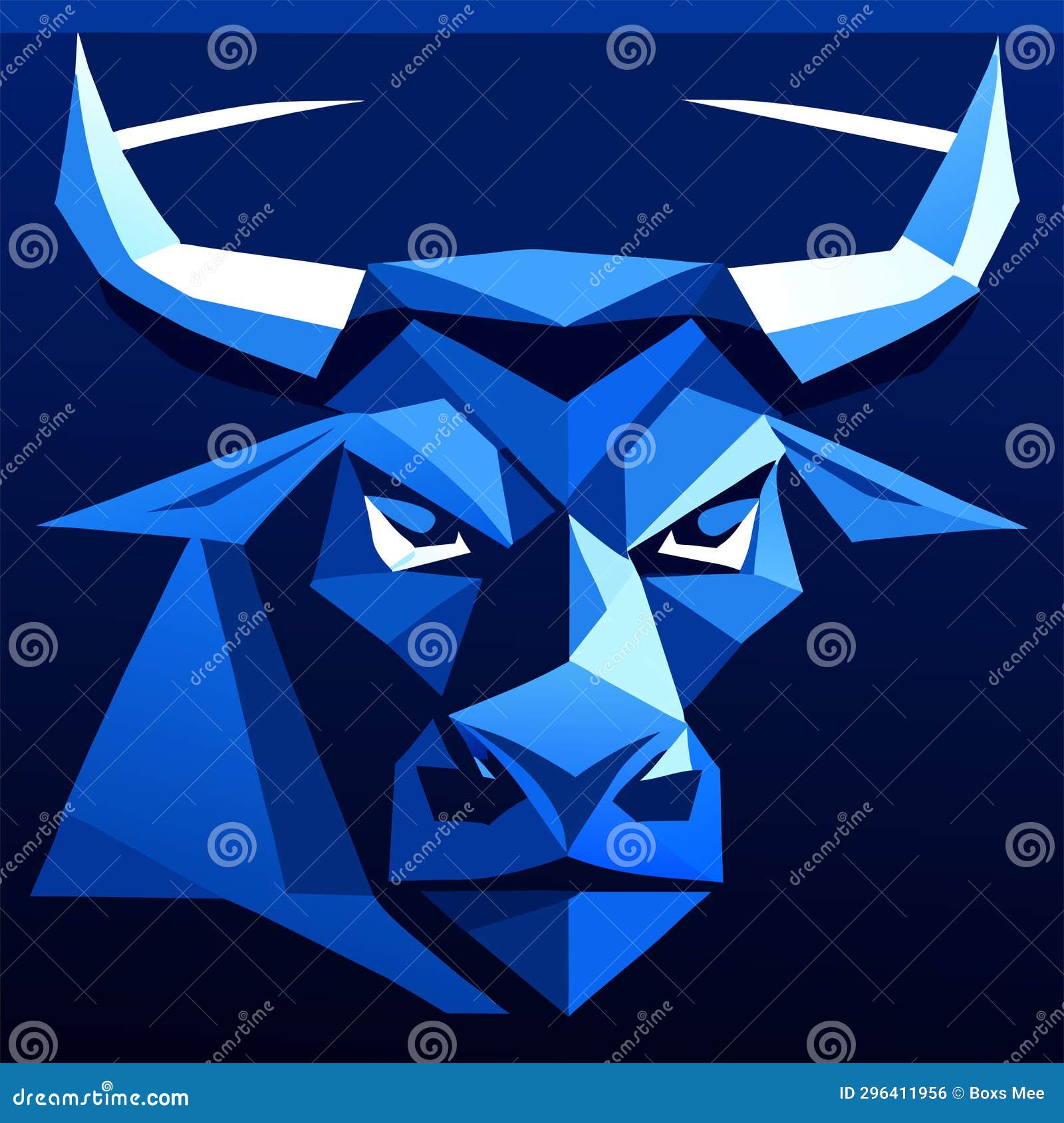 Vector Illustration of a Stylized Bull Head on a Blue Background. AI ...