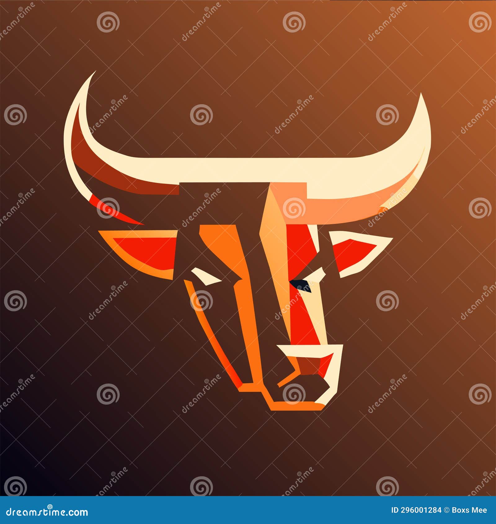 Vector Illustration of Stylized Bull Head. Isolated on Brown Background ...