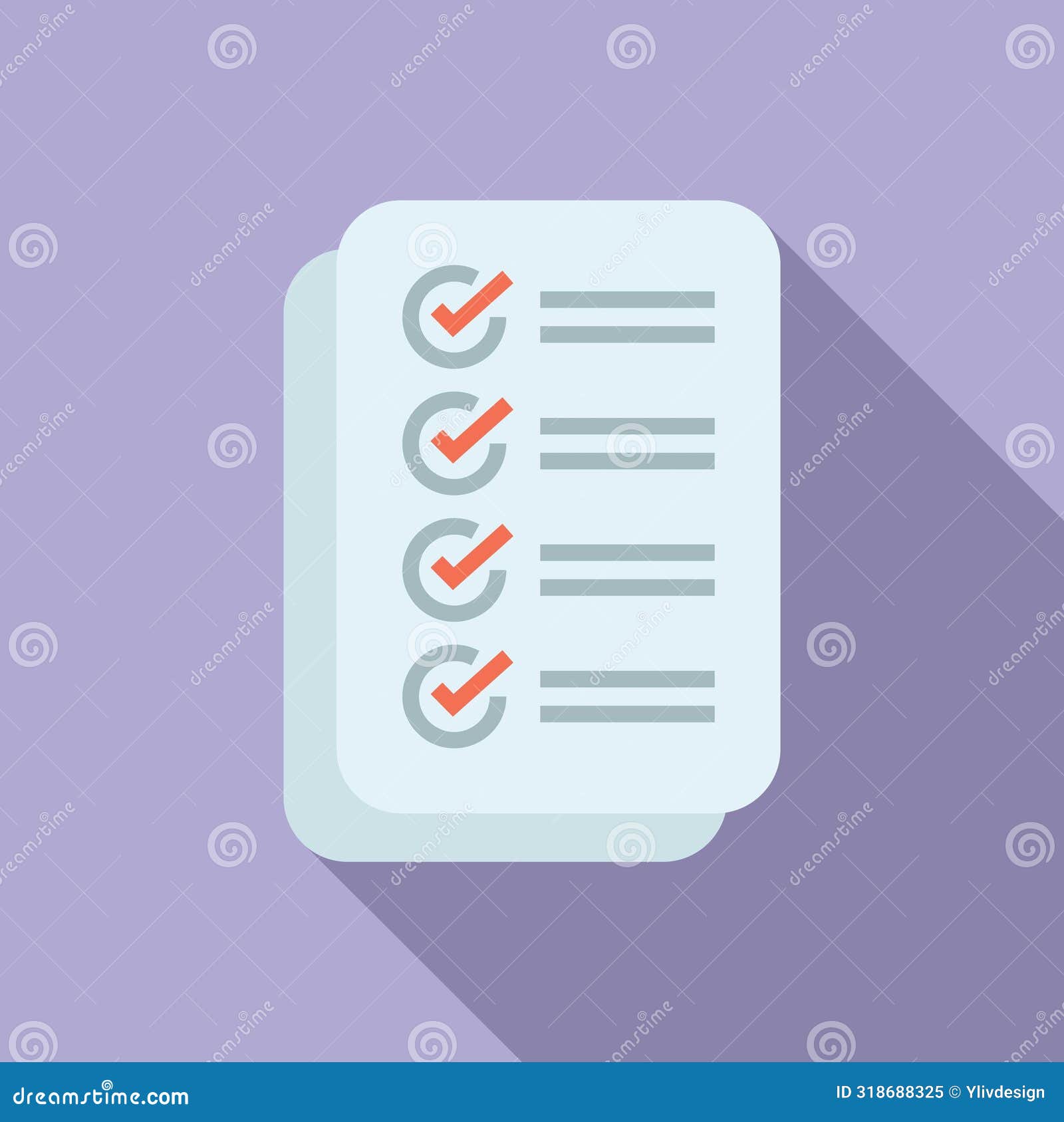Flat Design Checklist Icon on Purple Background Stock Illustration ...