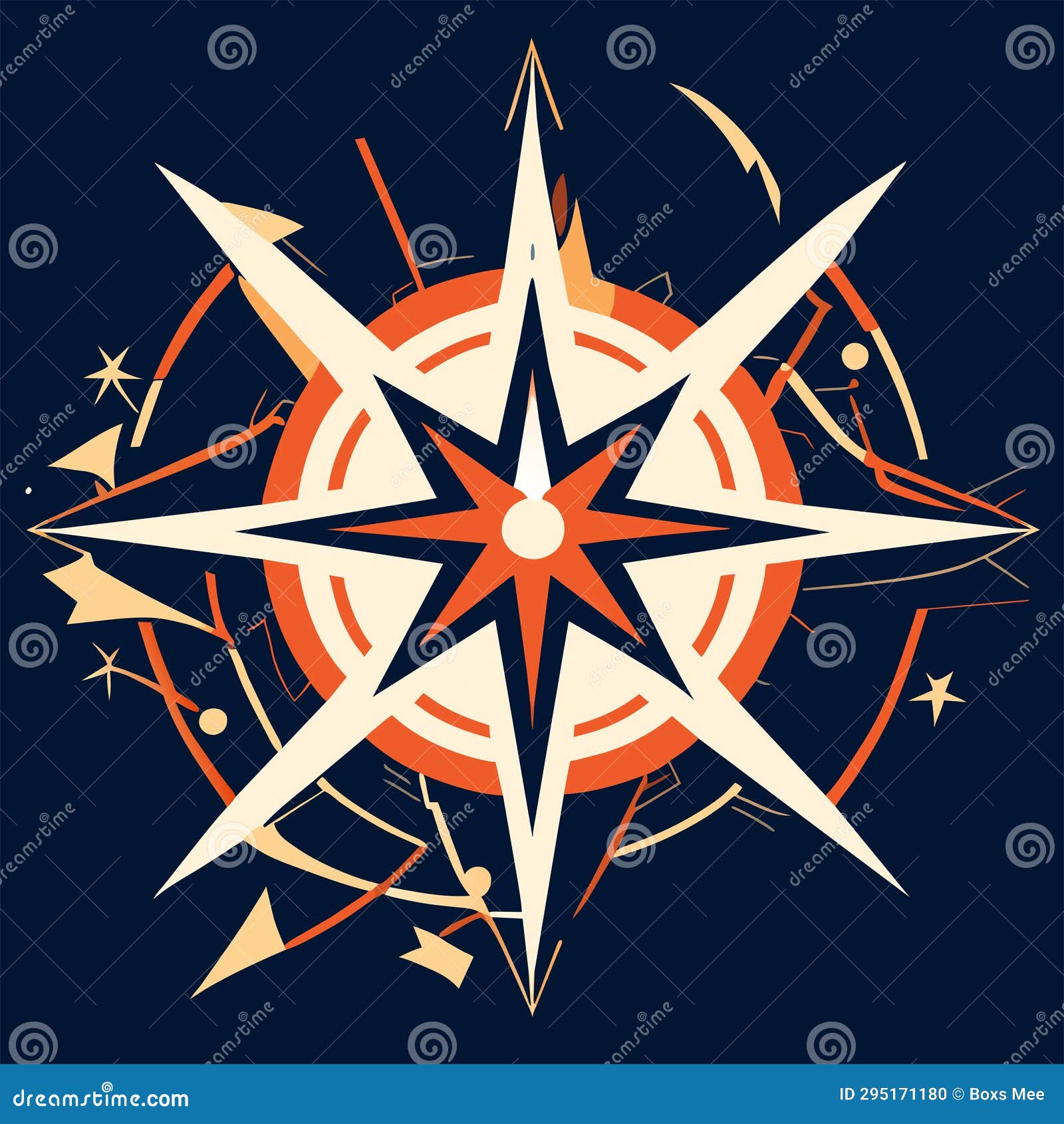 Vector Illustration of a Stylized Compass on a Dark Blue Background. AI ...