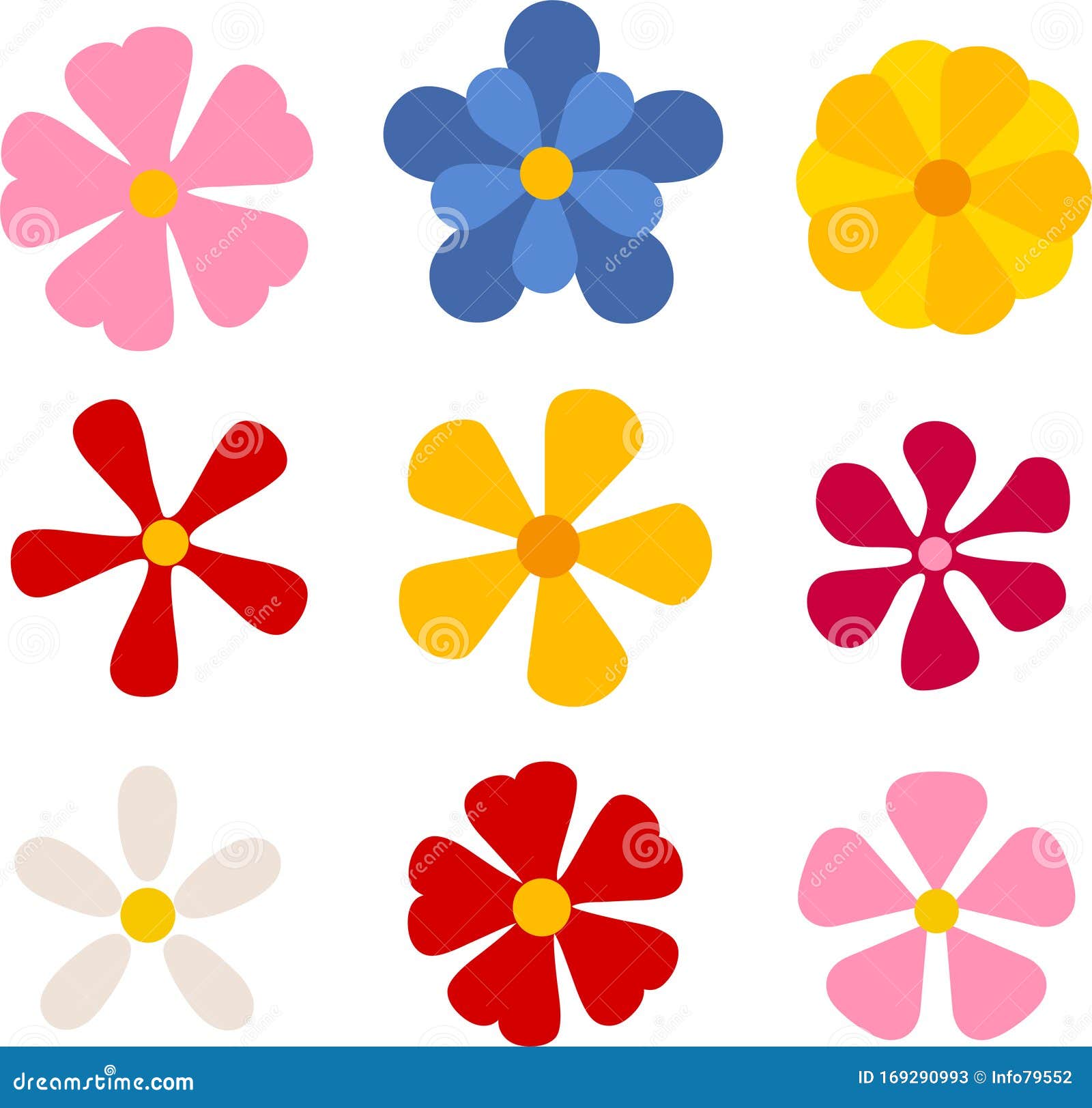 Vector Illustration of Floral Designs Isolated on White Background ...