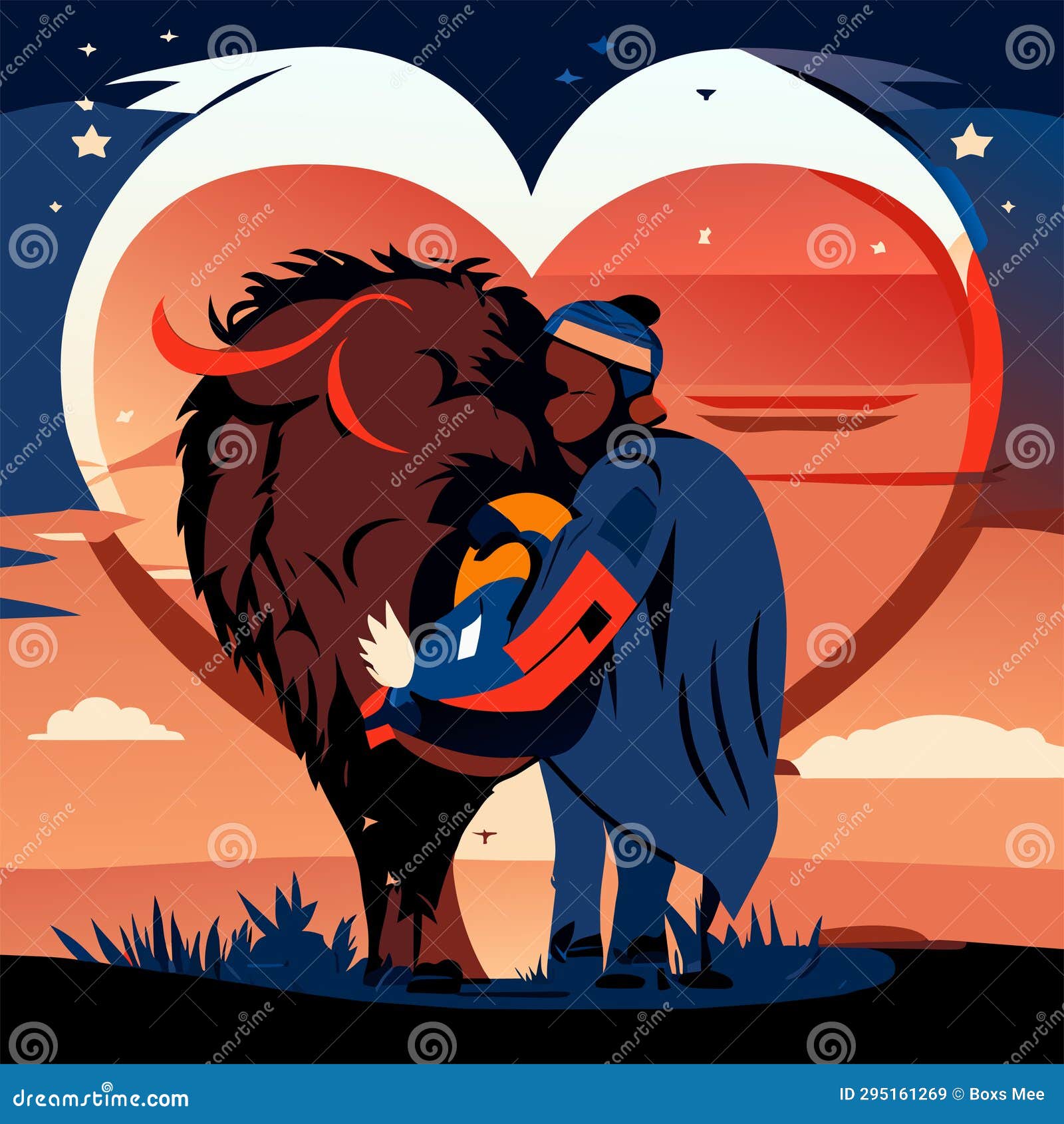 Vector Illustration of a Stylized Illustration of a Man and a Bull in ...