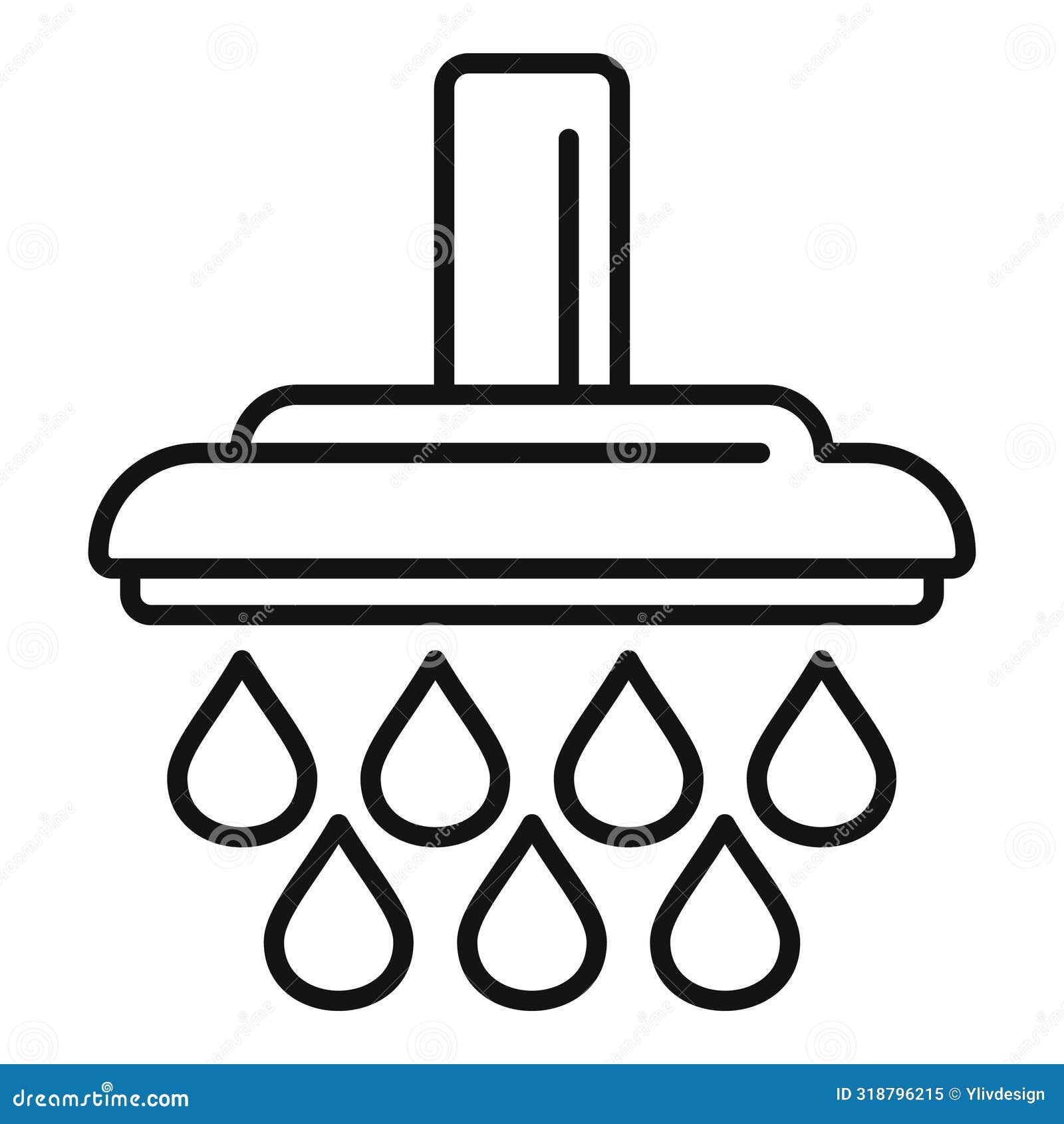 Showerhead with Water Drops Line Icon Stock Vector - Illustration of ...