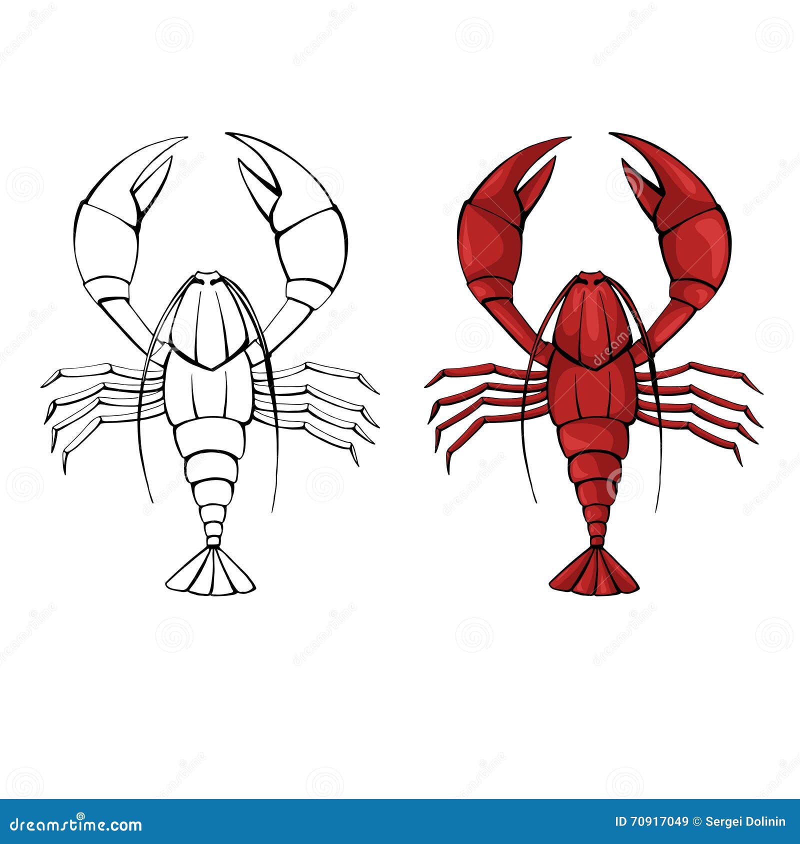 Lobster Linear Silhouette On A White Background Cartoon Vector ...