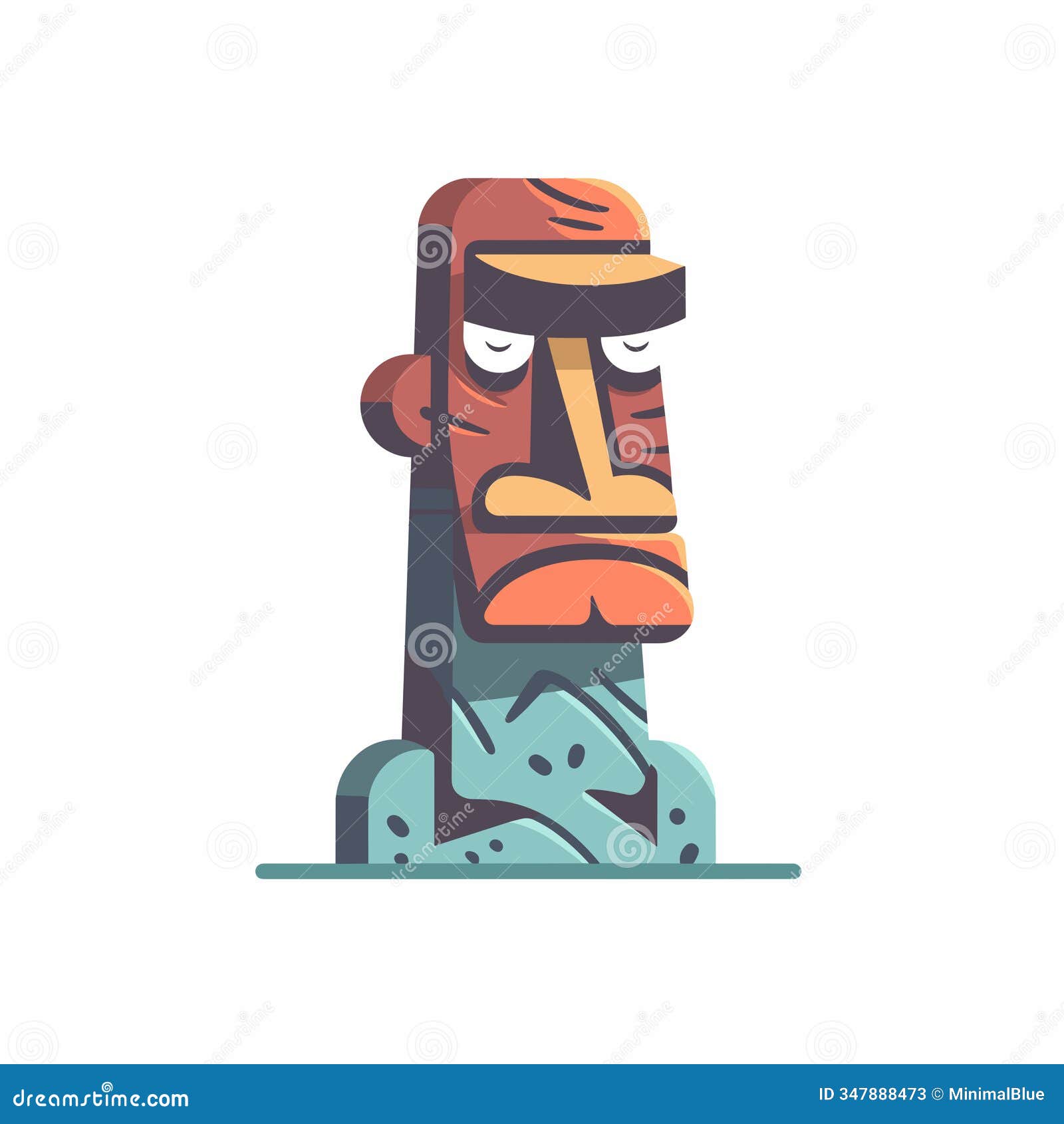 Vector Illustration of a Stylized Moai Statue with Unique Colors Stock ...