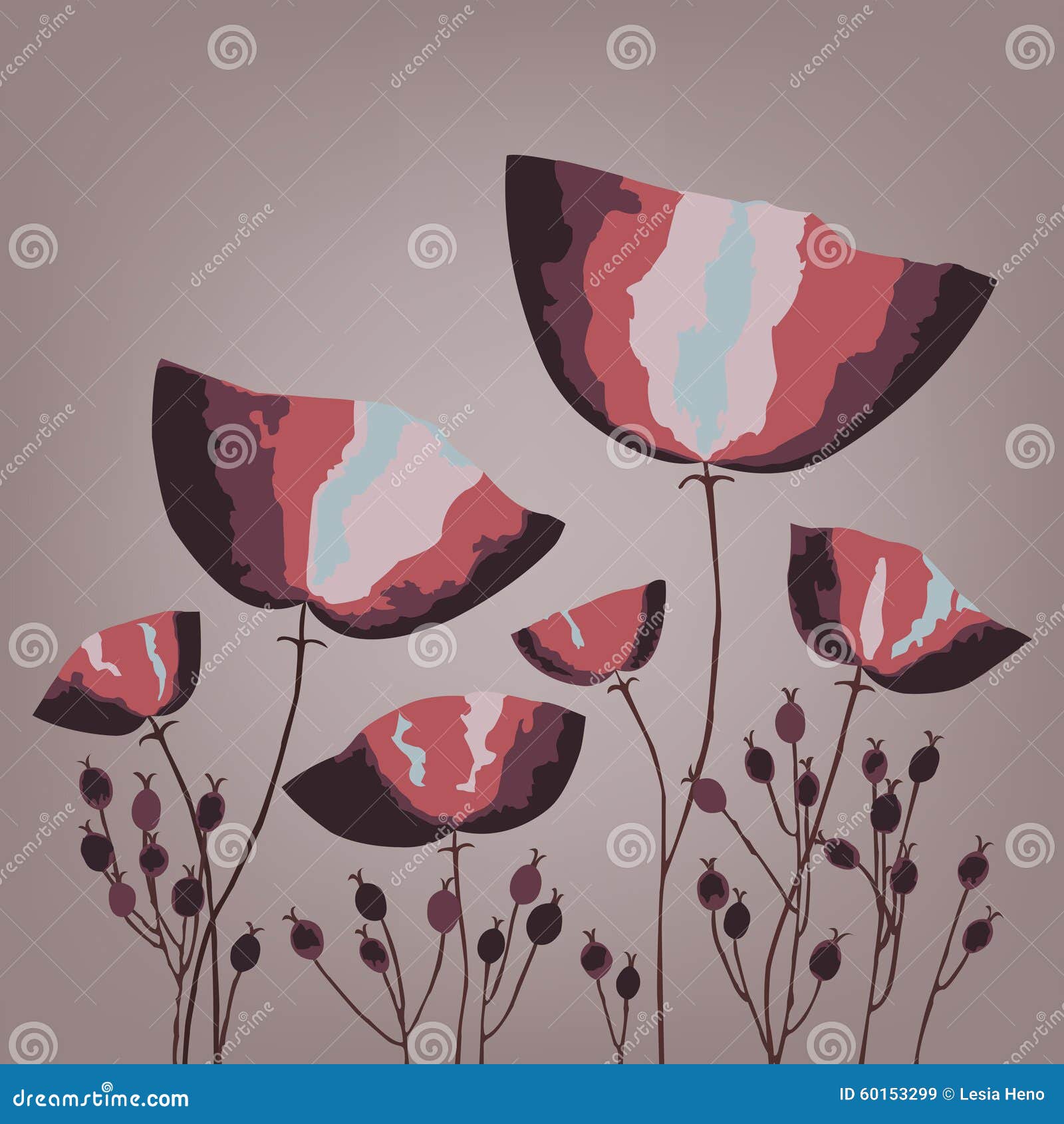 Stylized Poppies In A Vase, Vector Drawing | CartoonDealer.com #182424697