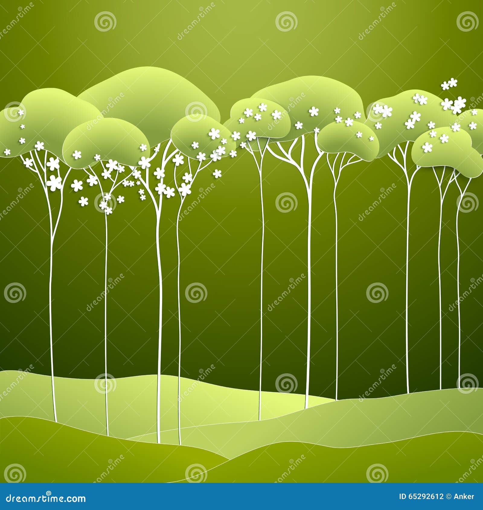 Vector Illustration with Stylized Spring Tree Stock Vector - Illustration of ecology, drawing ...
