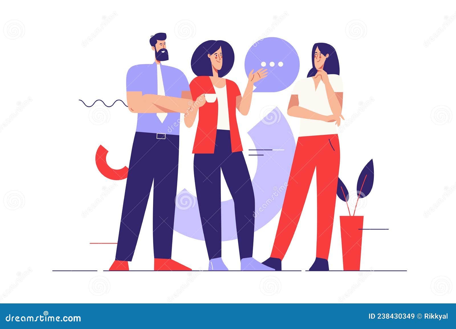 Vector Illustration on the Subject of Coffee Break and Communication ...