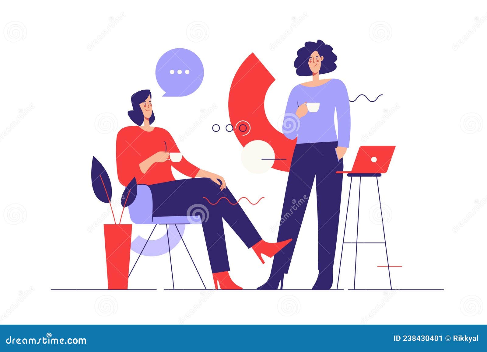 Vector Illustration on the Subject of Coffee Break and Communication ...