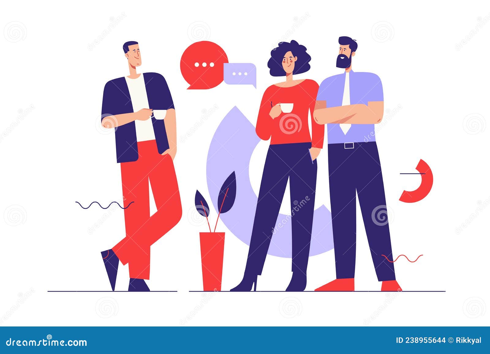 Vector Illustration on the Subject of Coffee Break and Communication ...