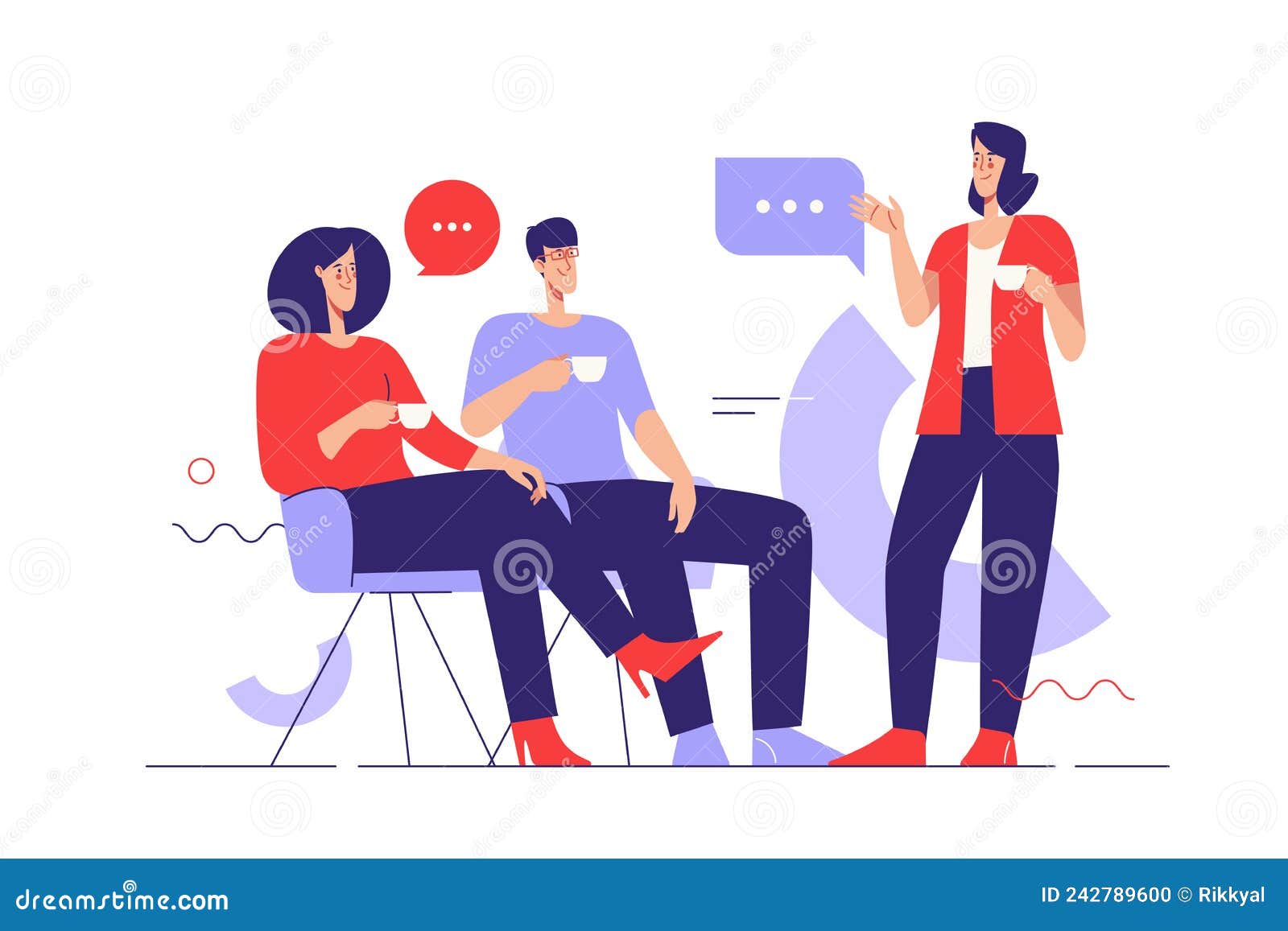 Vector Illustration on the Subject of Coffee Break and Communication ...