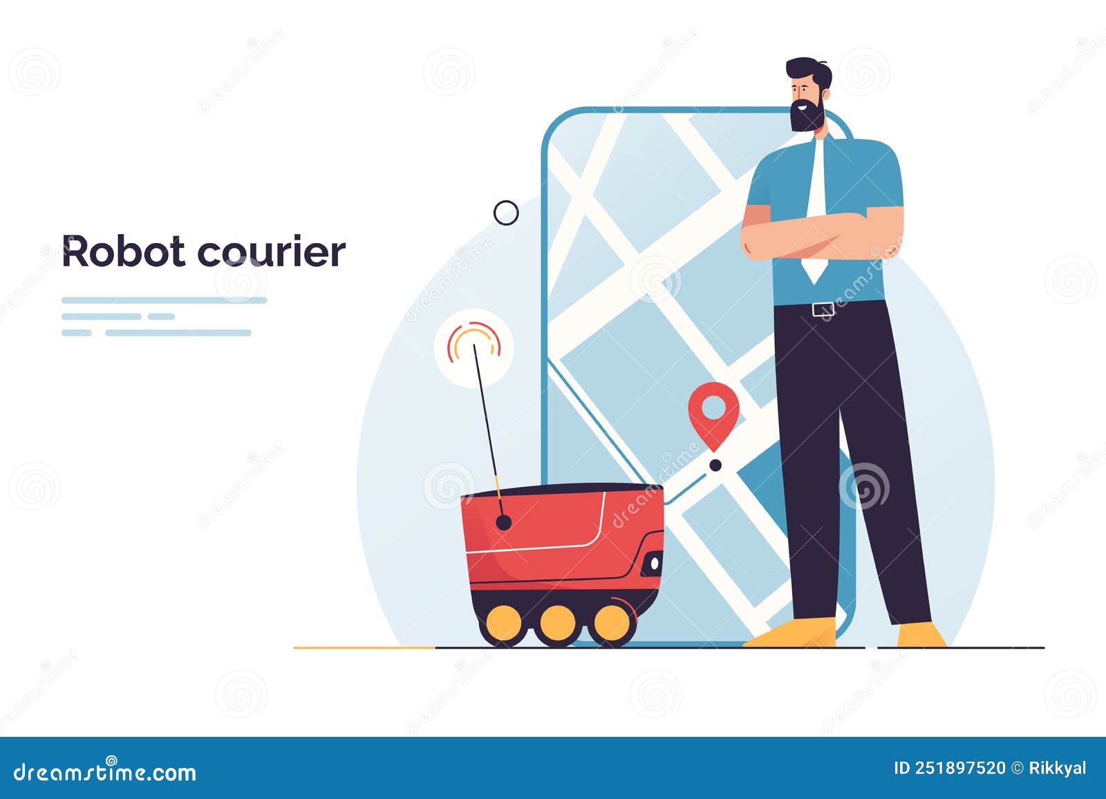 Vector Illustration on the Subject of Robot Delivery Service Stock ...