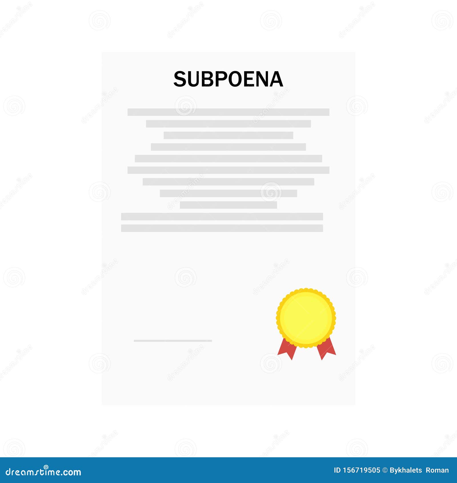 Vector Illustration Subpoena Certificate Order Gold Medal Stock ...