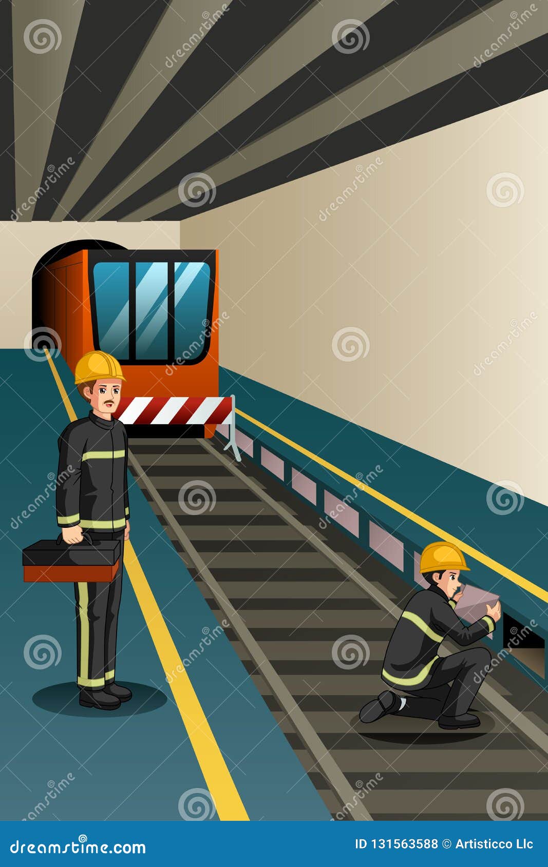 Subway Workers Working on the Rails Illustration Stock Vector ...