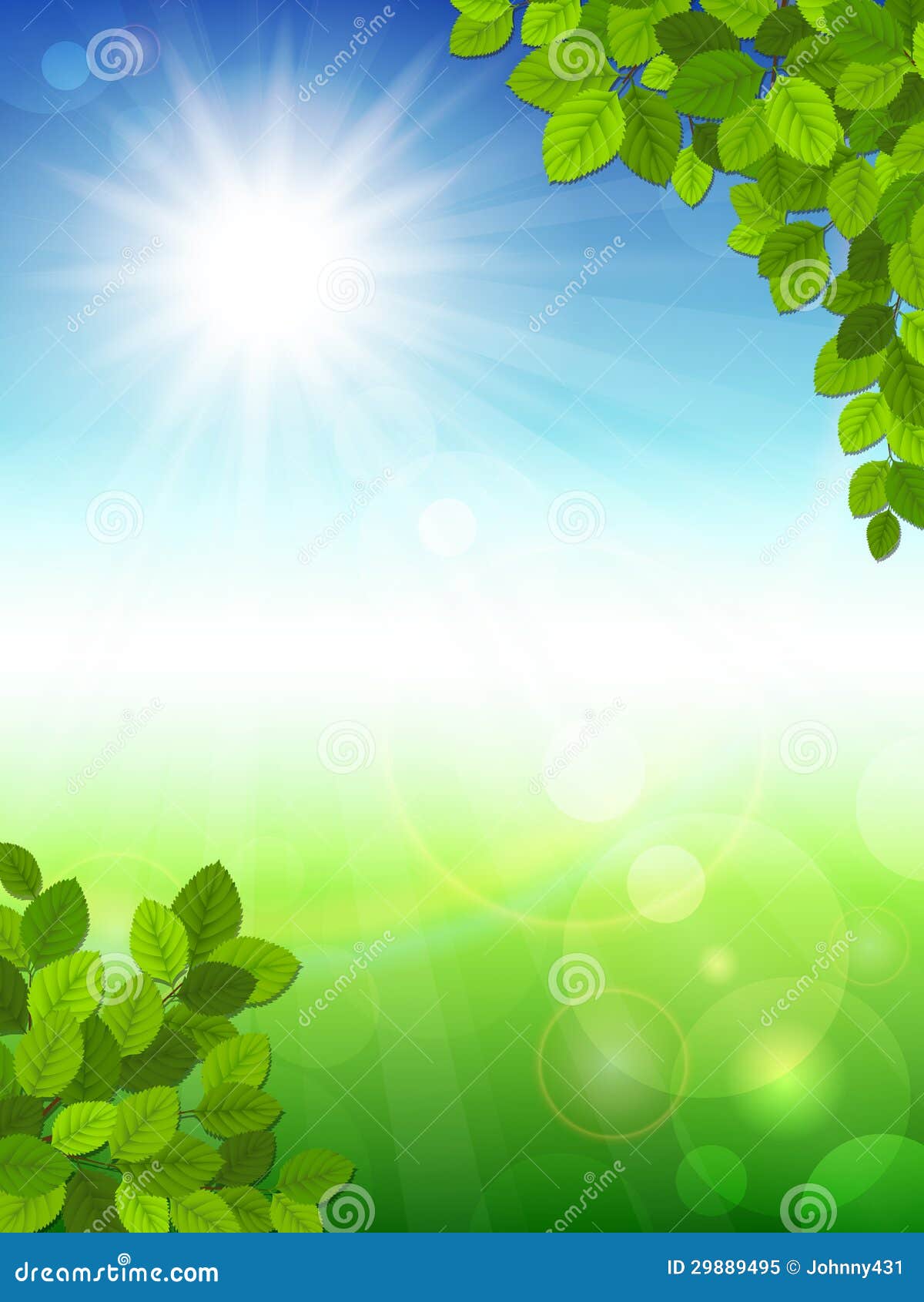 Summer Background with Green Leaves Stock Vector - Illustration of ...