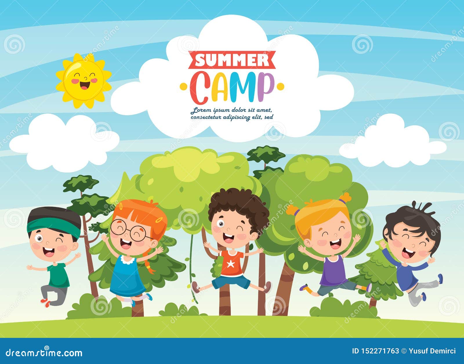 Vector Illustration of Summer Camp Kids Stock Vector - Illustration of ...