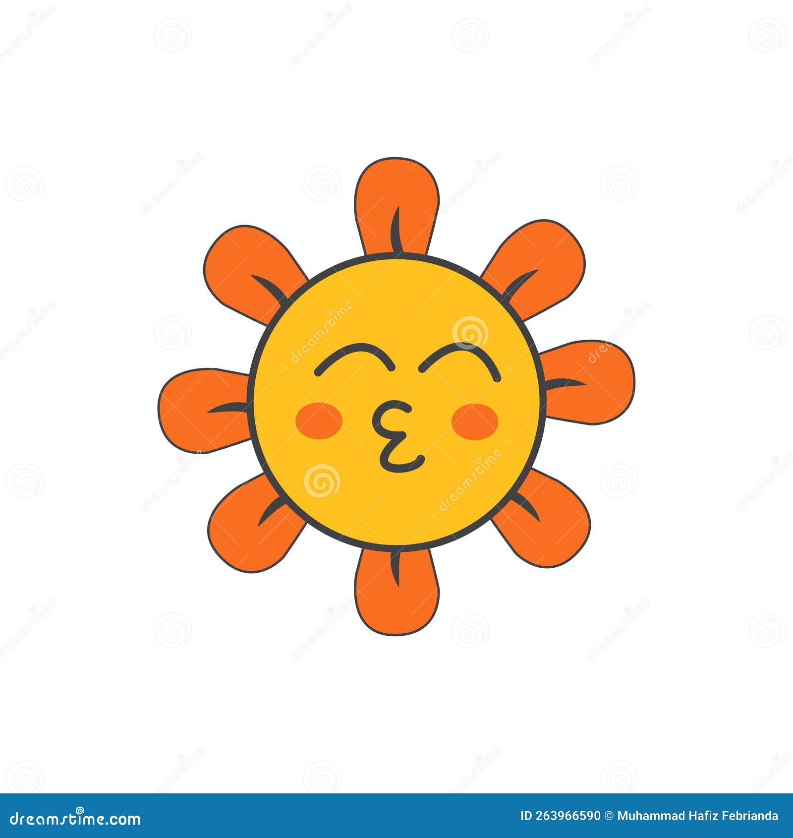 Vector Illustration of Sun Icon with Smiling and Kissing Lips Stock ...