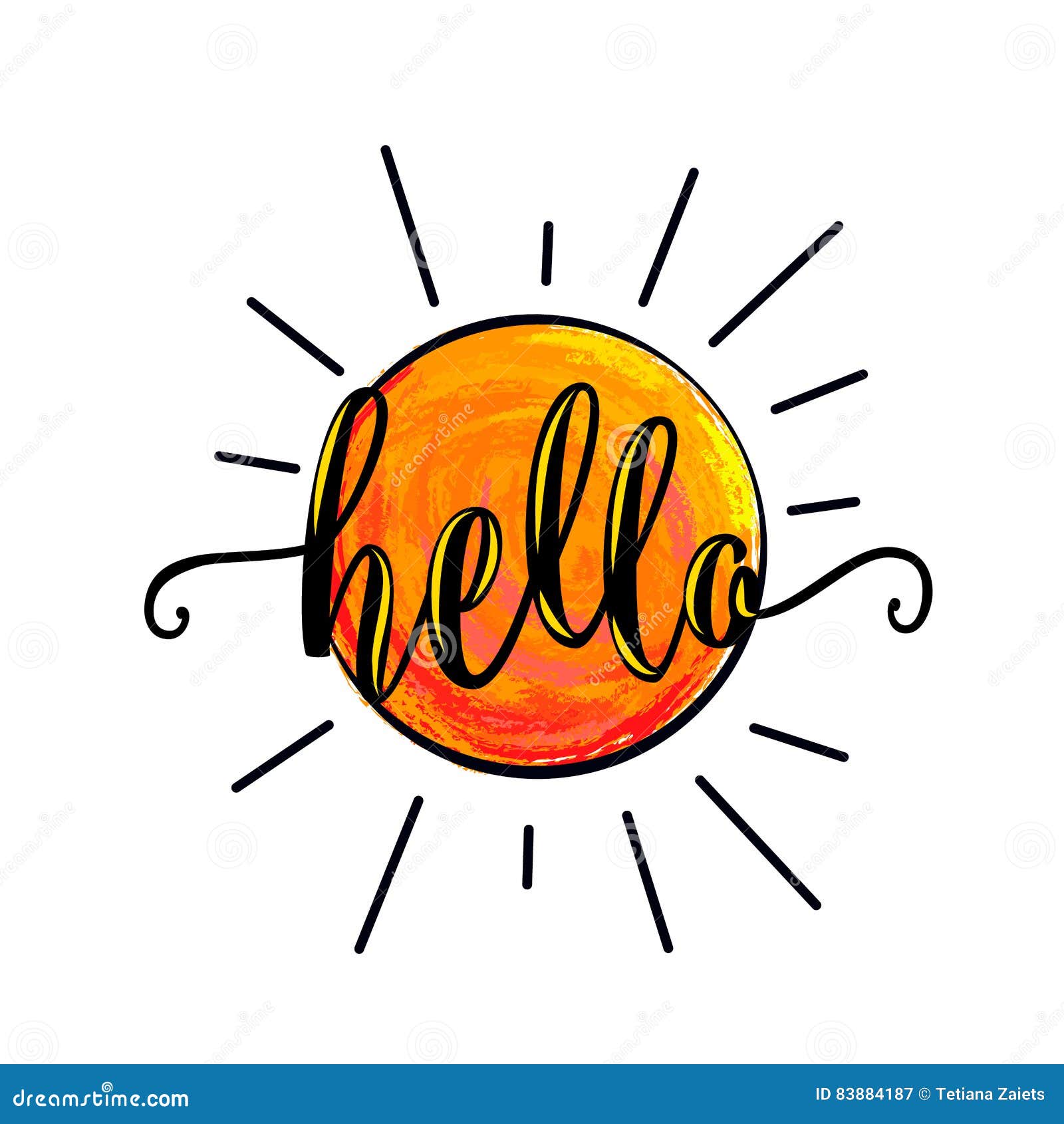 Vector Illustration of Sun for Poster Template with Lettering Text Sign ...