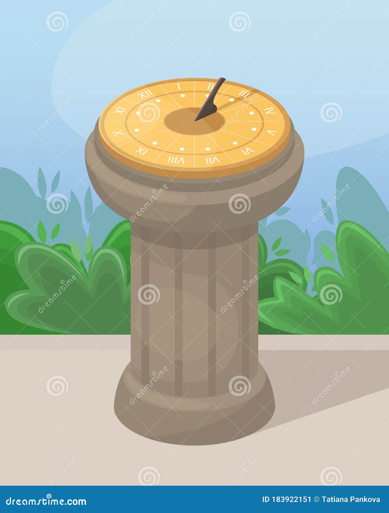 Vector Illustration with a Sundial. an Ancient Way of Determining Time ...