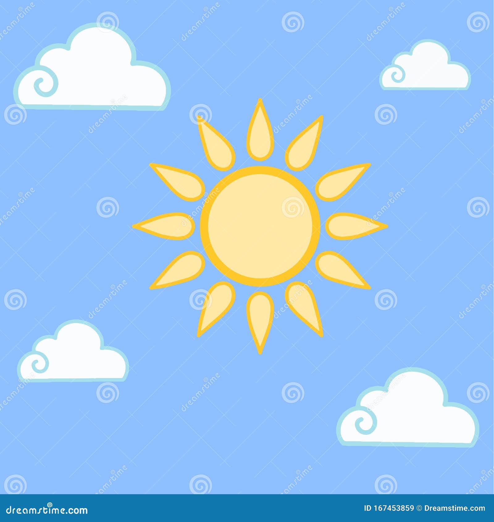 Vector Illustration with Sunny Weather Stock Vector - Illustration of ...