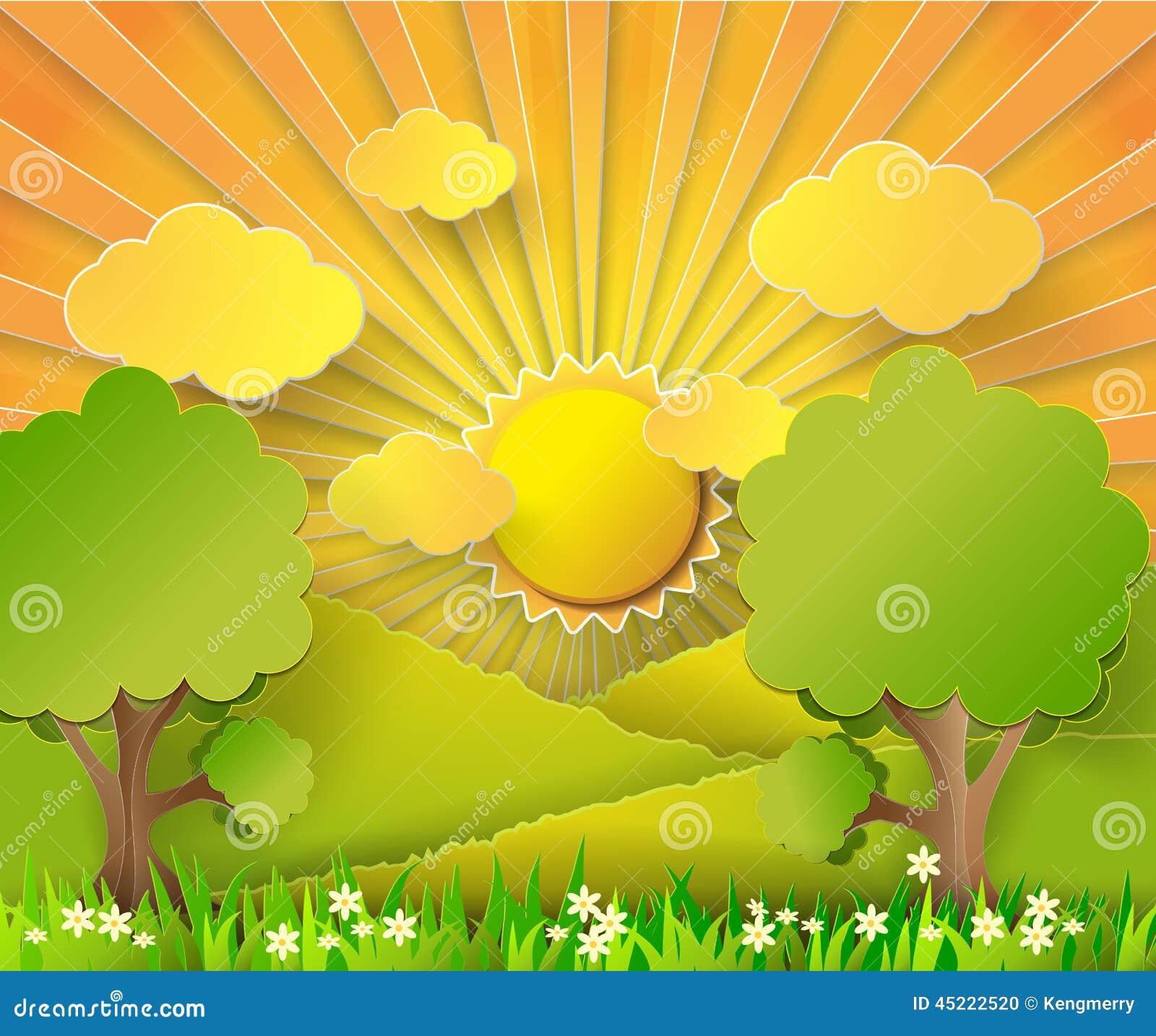 Sunrise Over The Mountains Bright Sun Vector. | CartoonDealer.com #52246830