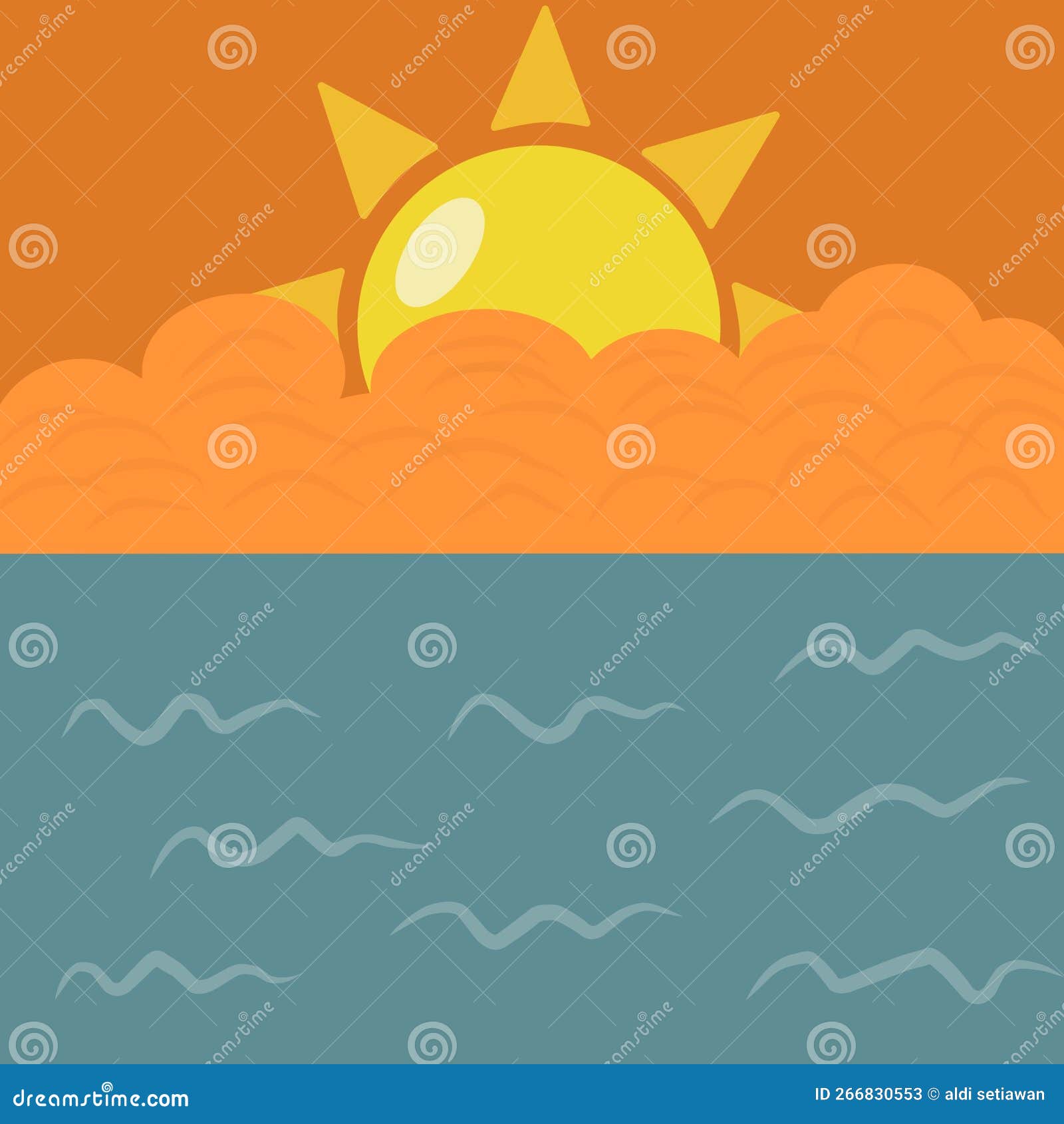 Vector Illustration of a Sunset View in the Evening Stock Illustration ...