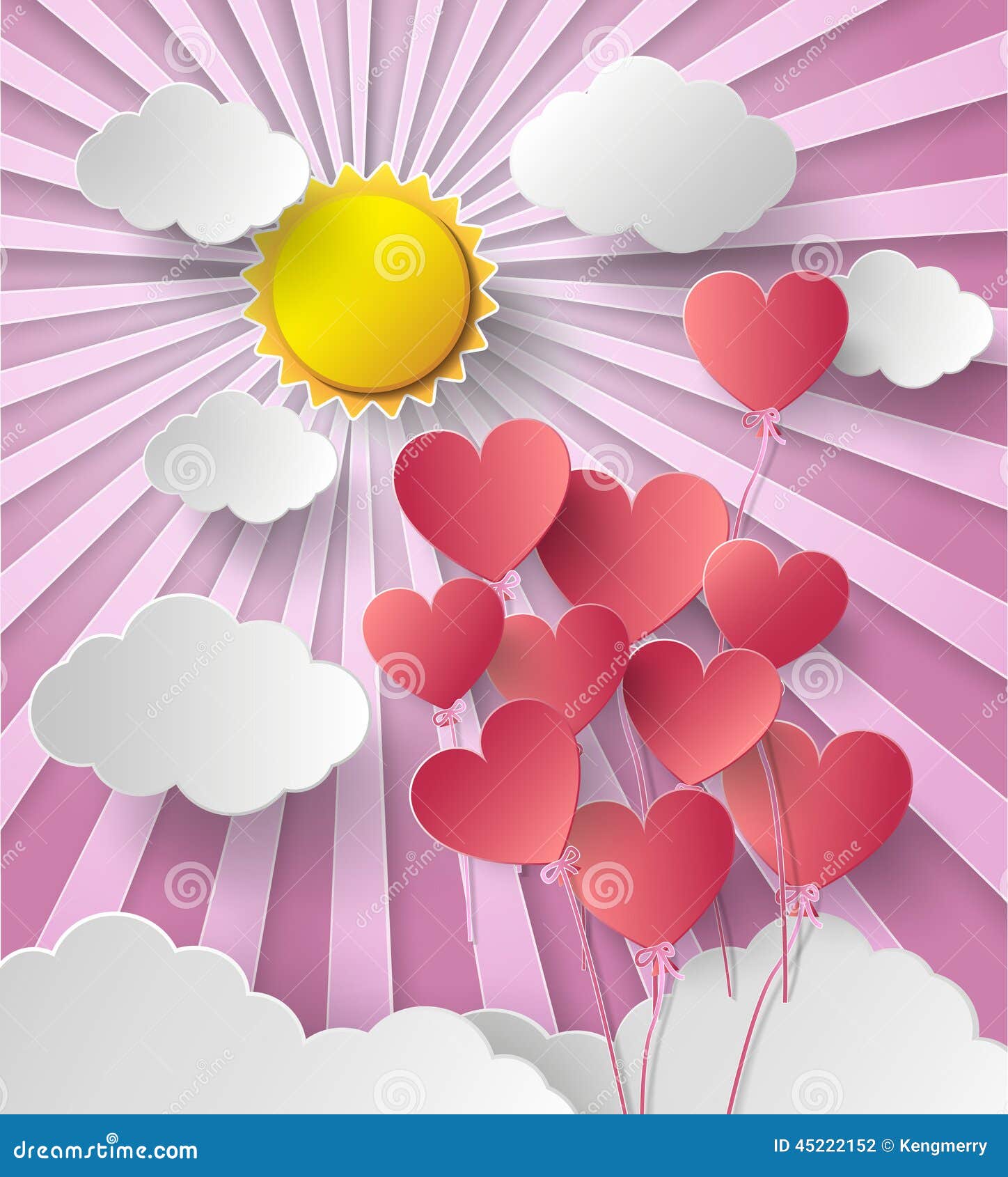 Vector Illustration Sunshine with Balloon Heart. Stock Vector ...