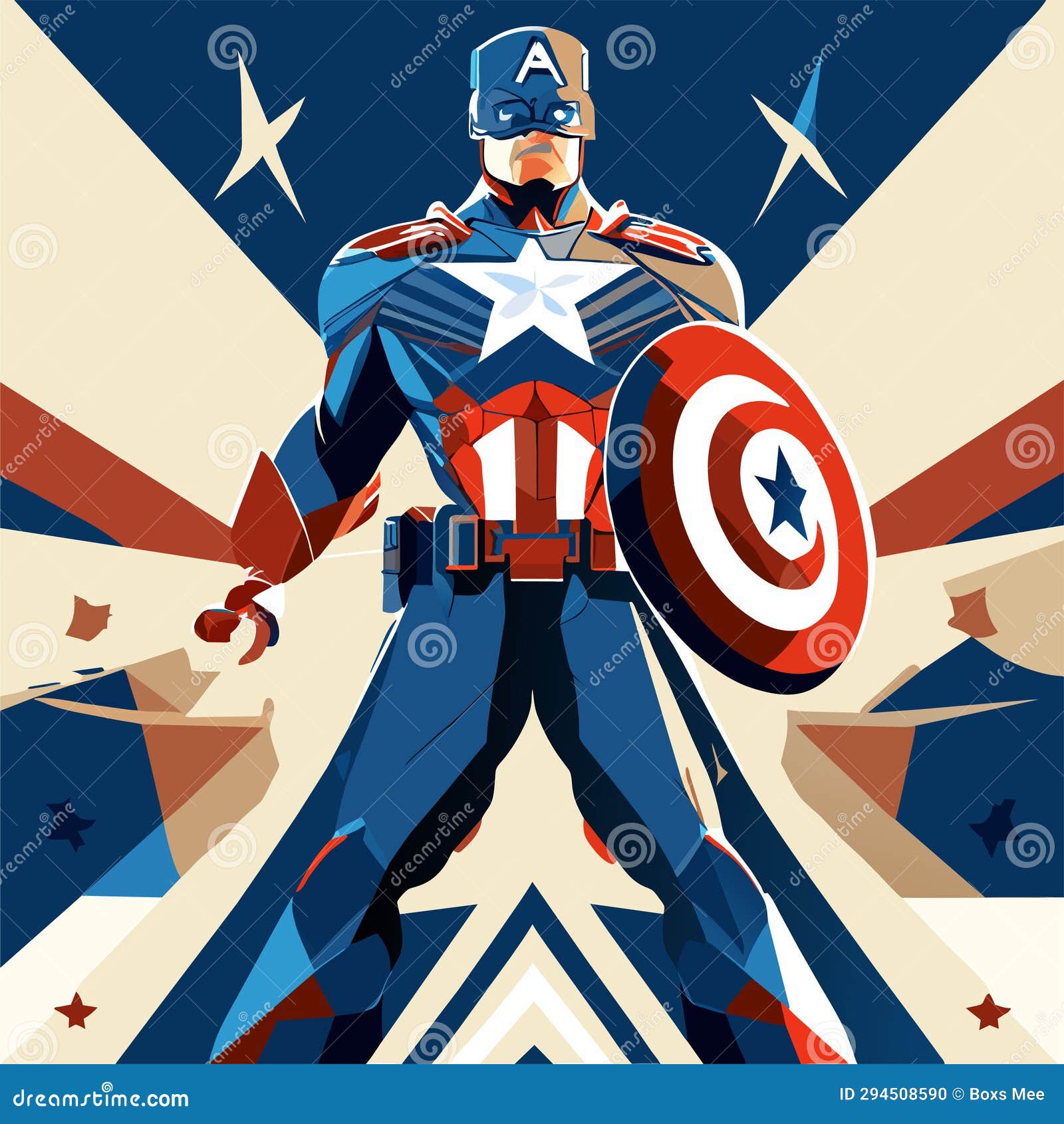 Vector Illustration of a Superhero with a Shield and a Target in His ...