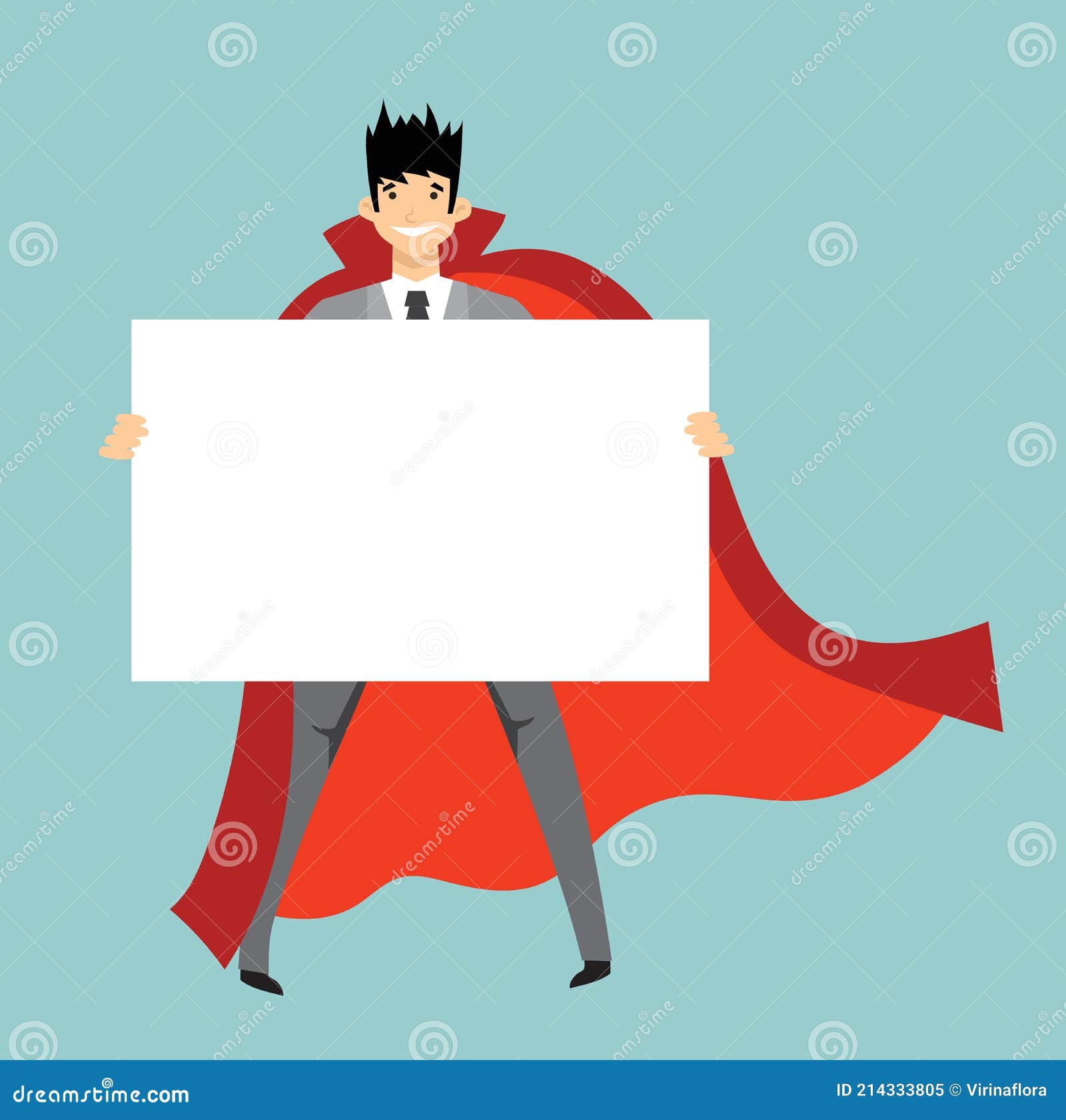 Vector Illustration of Superhero with White Banner Stock Vector ...