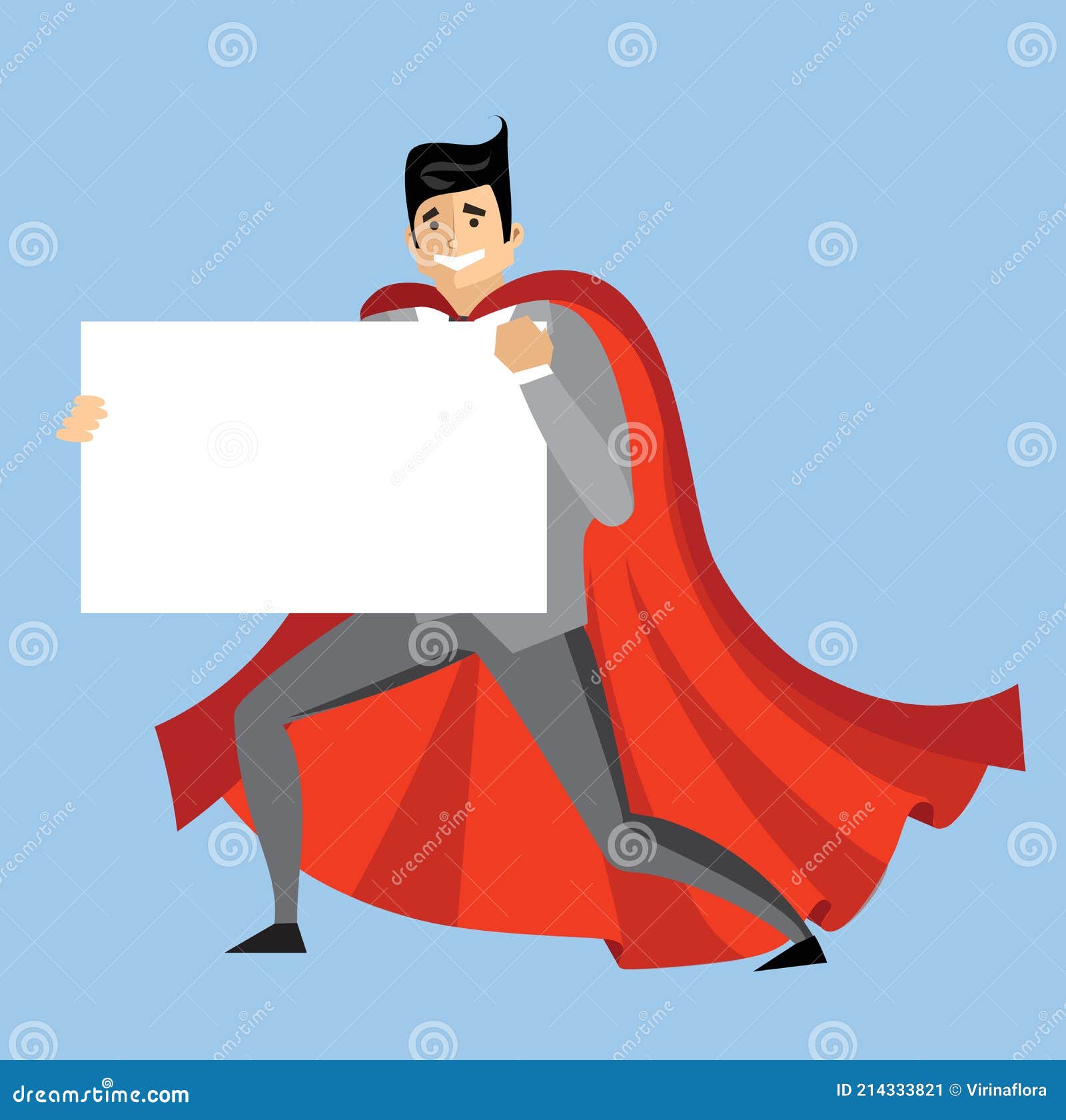 Vector Illustration of Superhero with White Banner Stock Vector ...