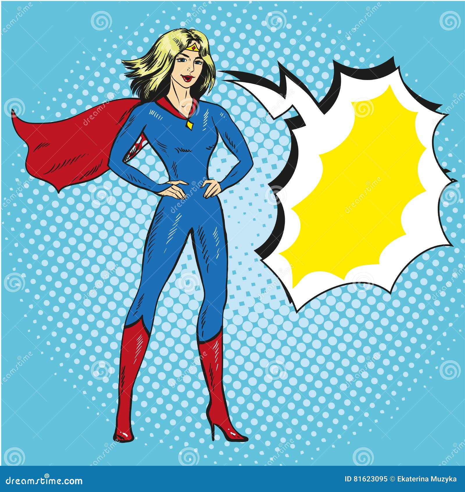 Comic Superwoman Actions In Different Poses Female Superhero Vector